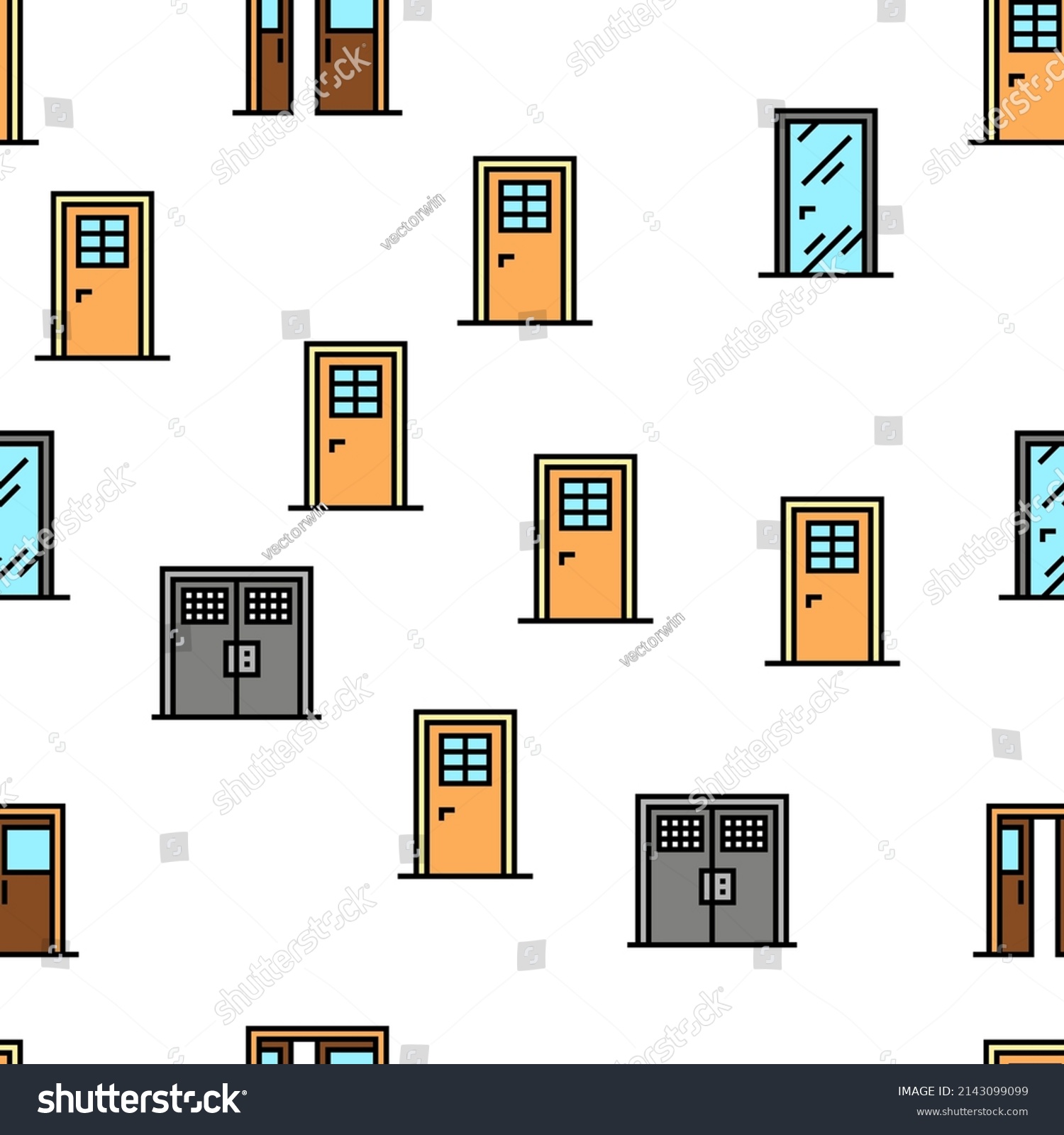 Interior Doors Types Vector Seamless Pattern Stock Vector (Royalty Free ...