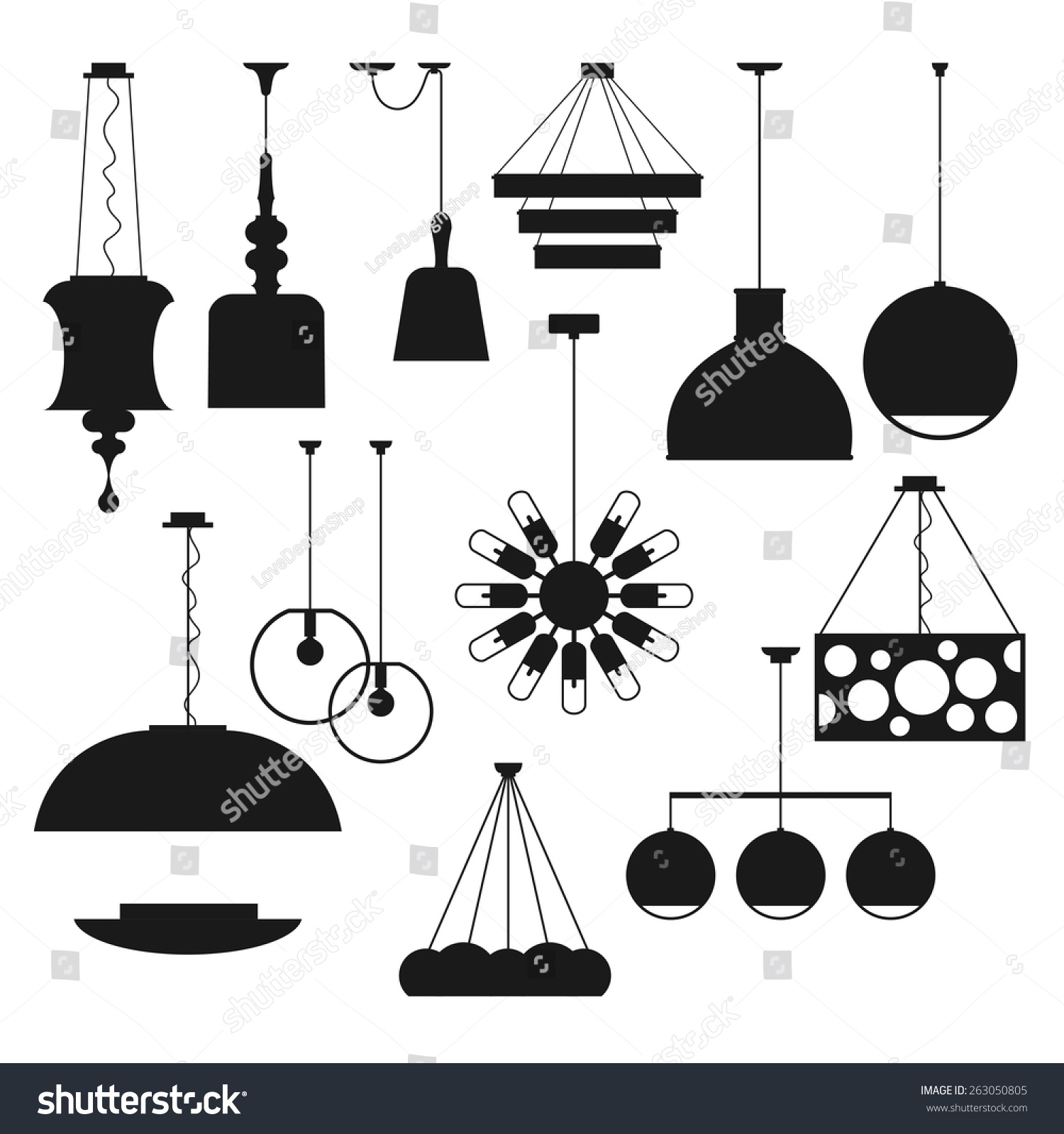 Interior Lamps Vector Set Stock Vector (Royalty Free) 263050805 ...