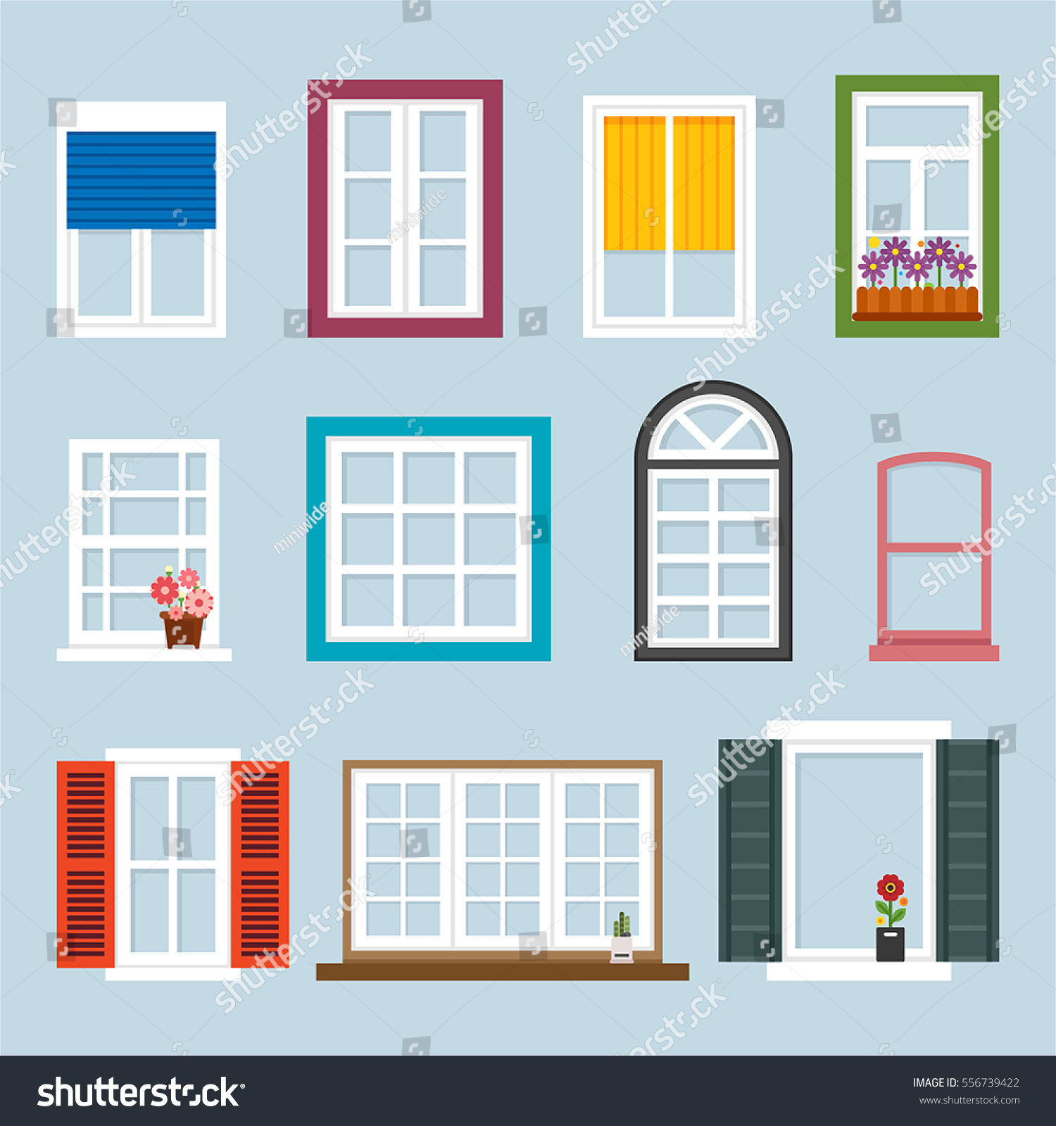 Interior Windows Various Forms Vector Illustration Stock Vector ...