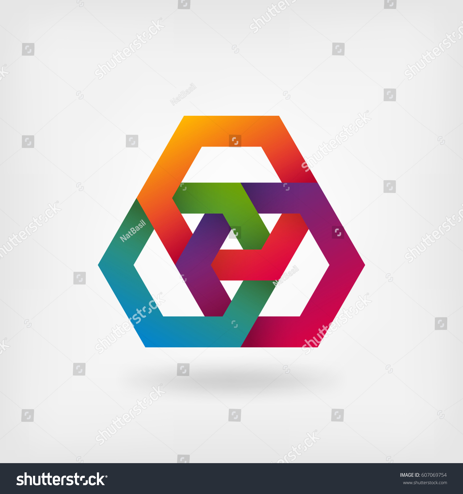 Interlocking Hexagons Rainbow Colors Vector Illustration Stock Vector ...