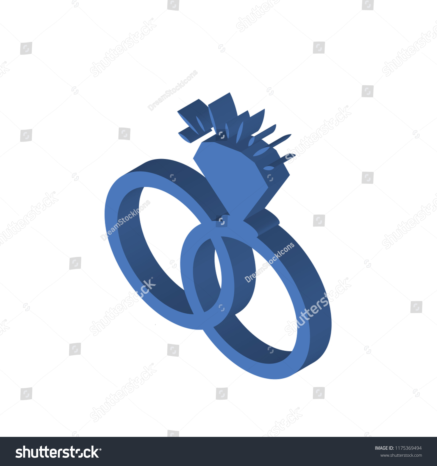 Interlocking Rings Isometric Left Top View Stock Vector (Royalty Free ...