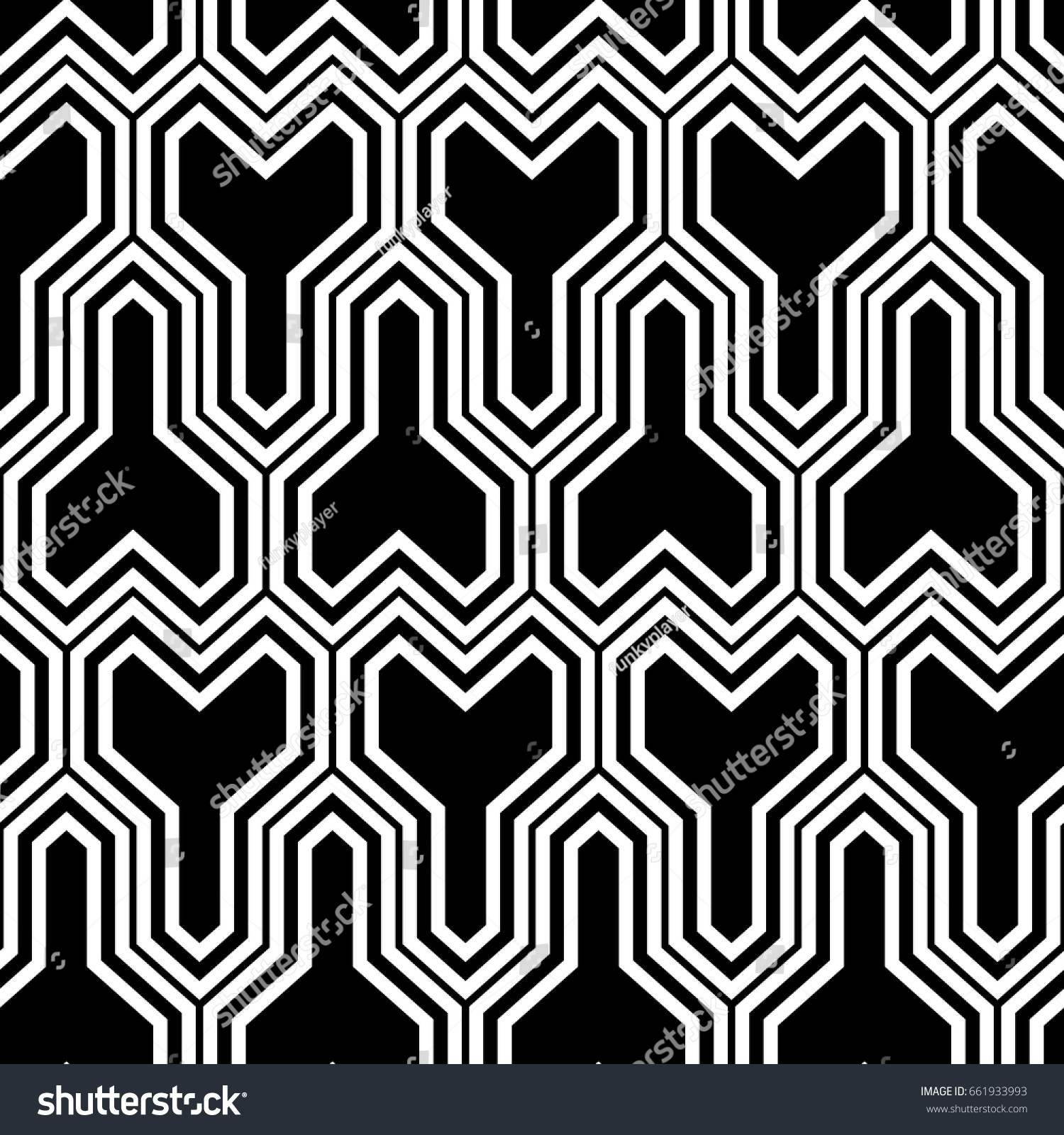 Interlocking Three Pronged Blocks Repeated White: vector de stock ...