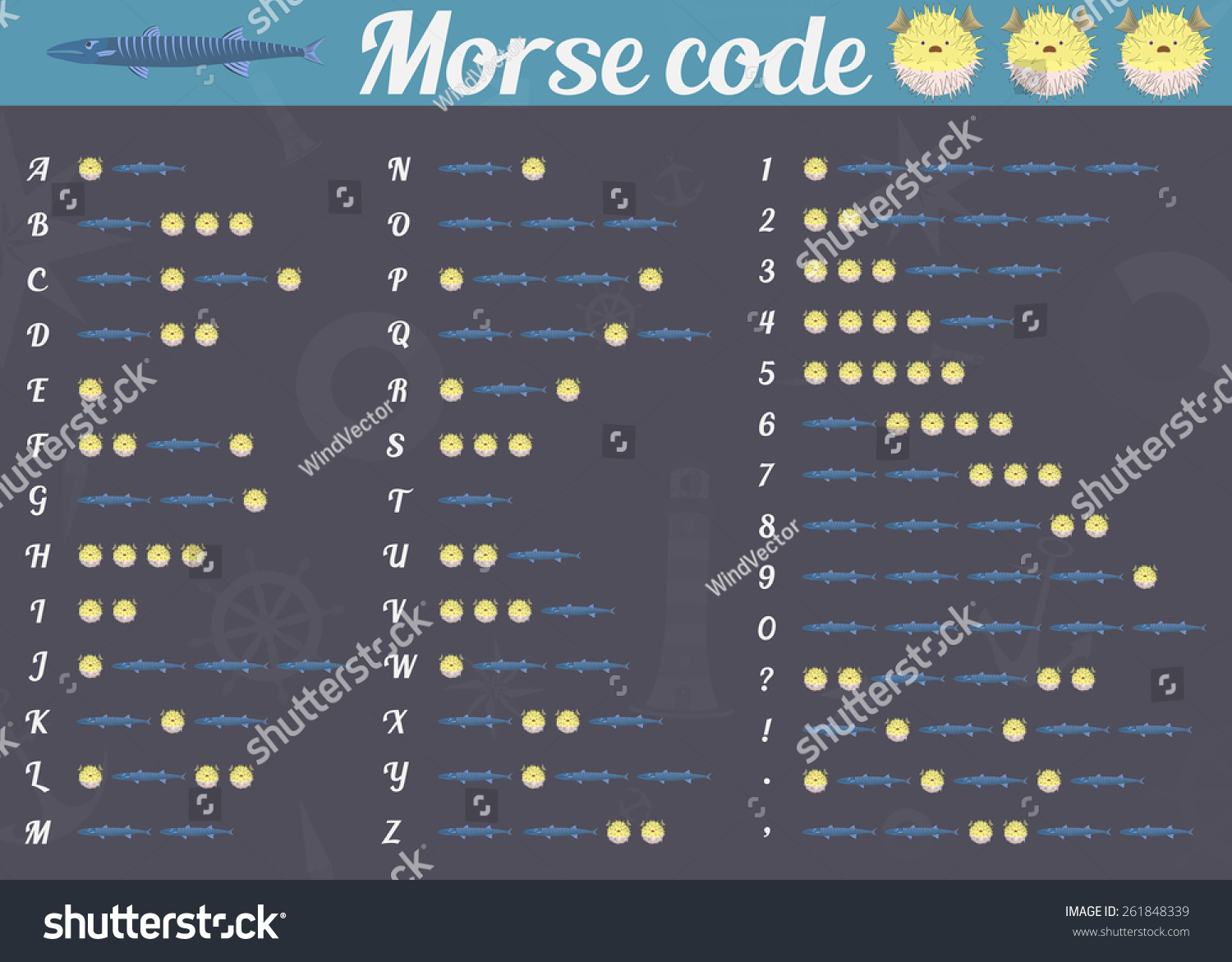 International Morse Code Fish Vector Illustration Stock Vector (Royalty ...