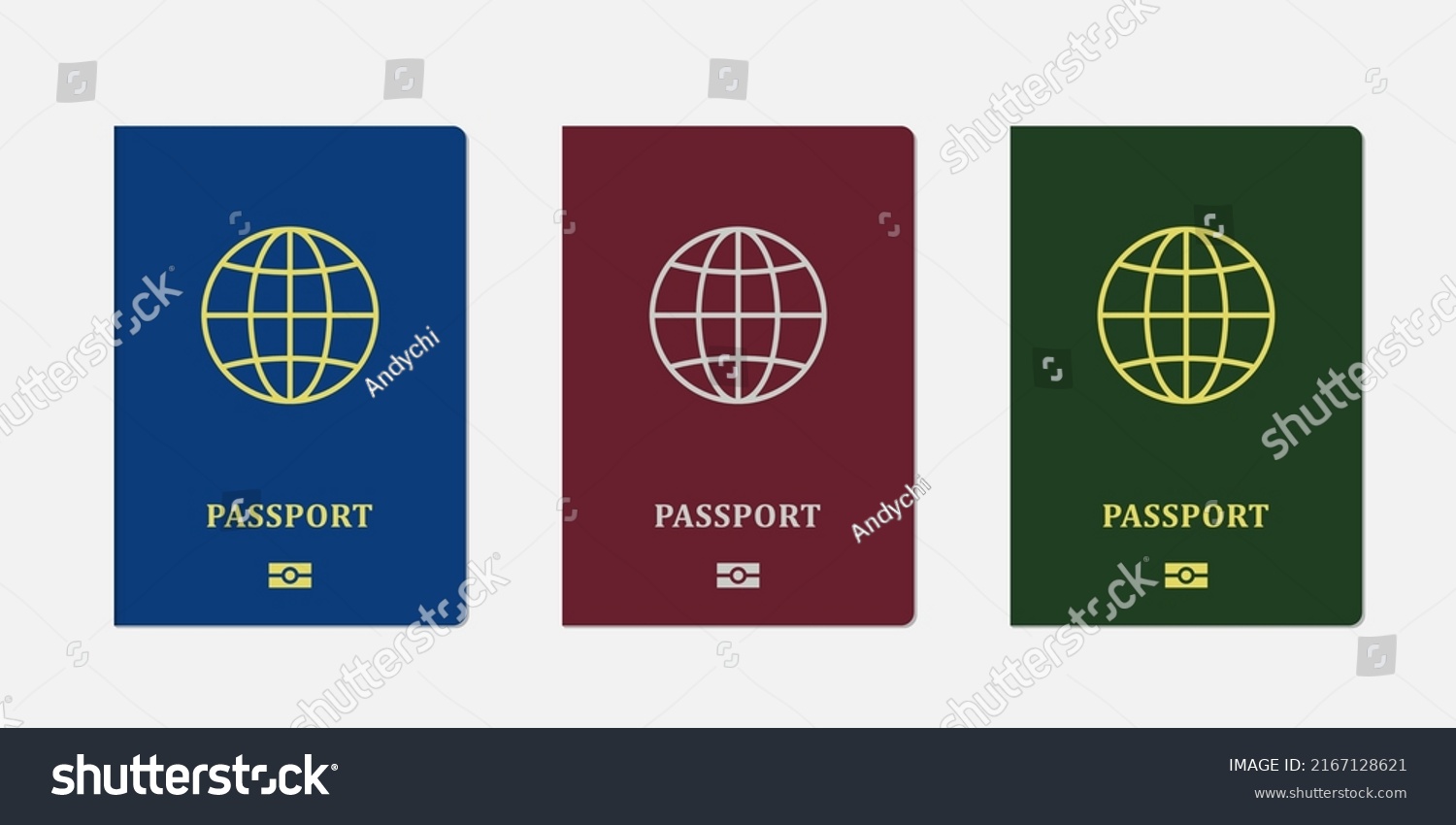 International Passport Templates On Isolated Background Stock Vector