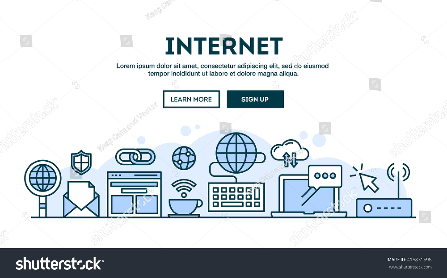 Internet Concept Header Flat Design Thin Stock Vector (Royalty Free ...