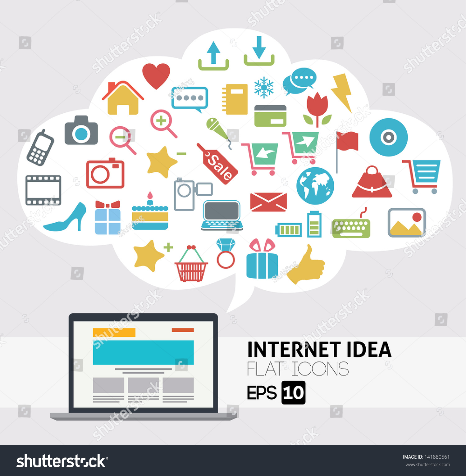 Internet Idea Concept Design - Flat Style Design Stock Vector ...