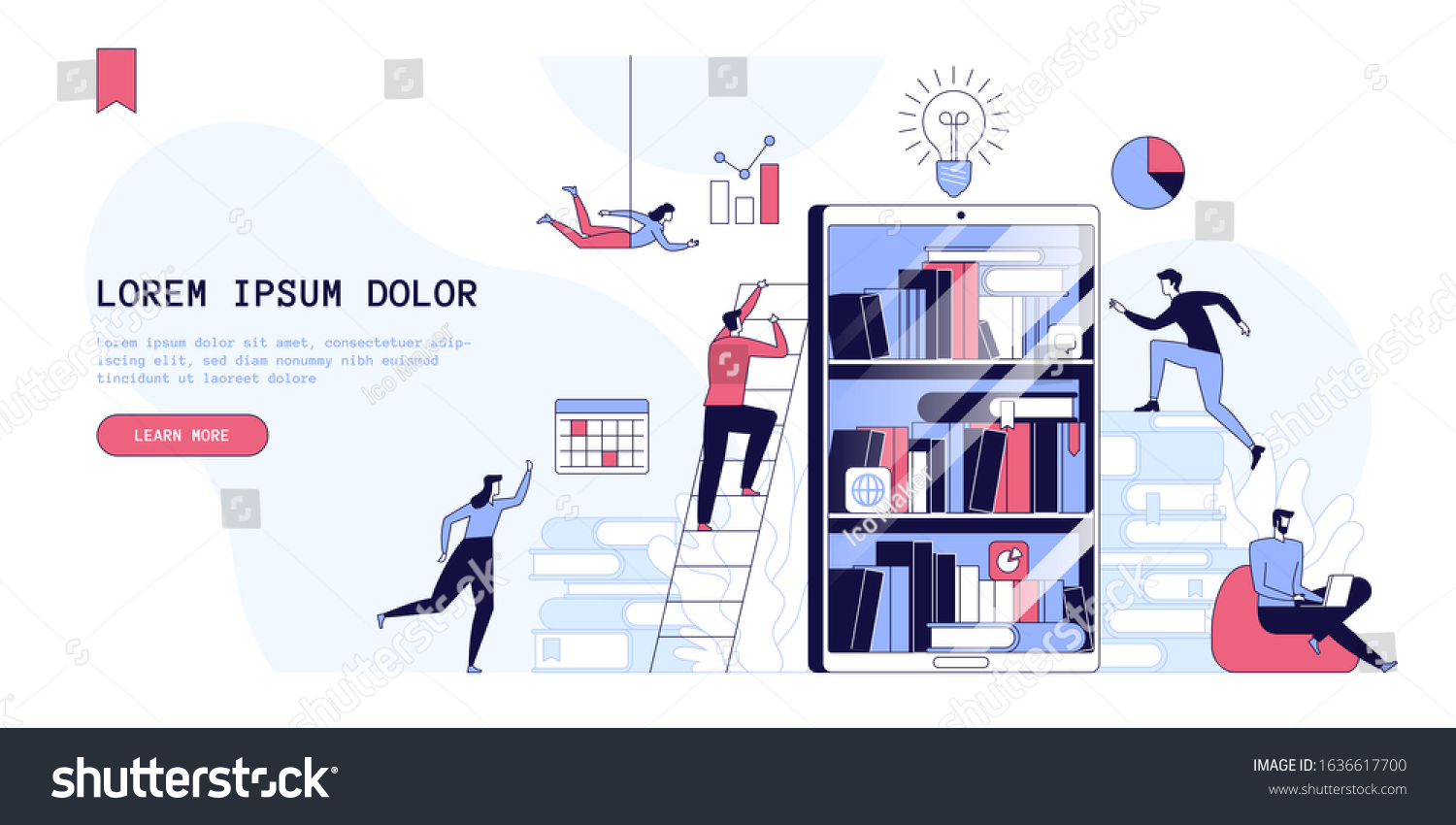 Internet Library Landing Page Vector Template Stock Vector (Royalty ...