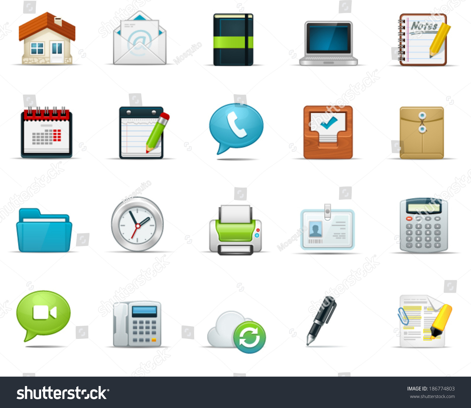 Internet Office Icon Set Stock Vector (Royalty Free) 186774803 ...