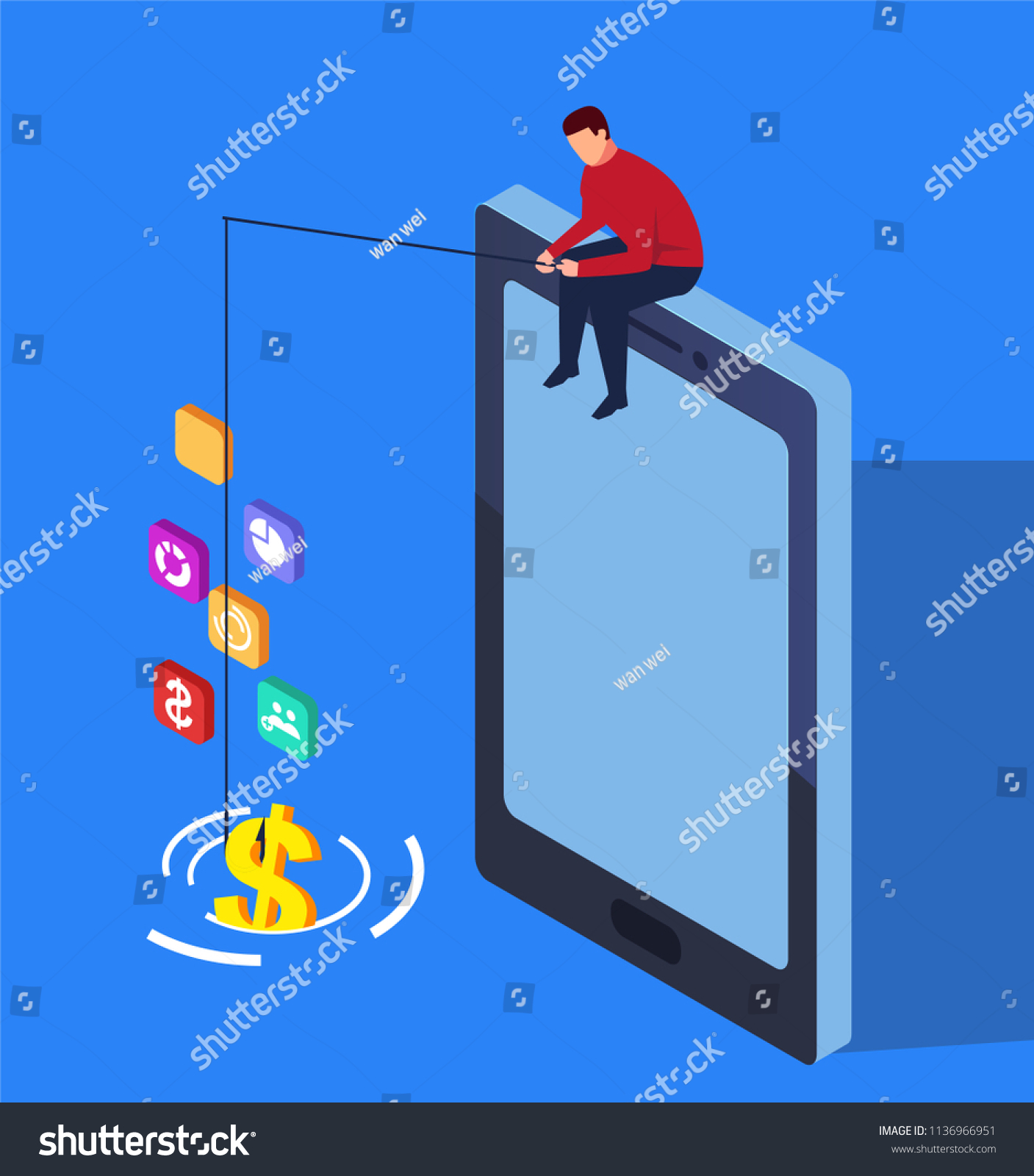 Internet Phone Trap Stock Vector (Royalty Free) 1136966951 | Shutterstock