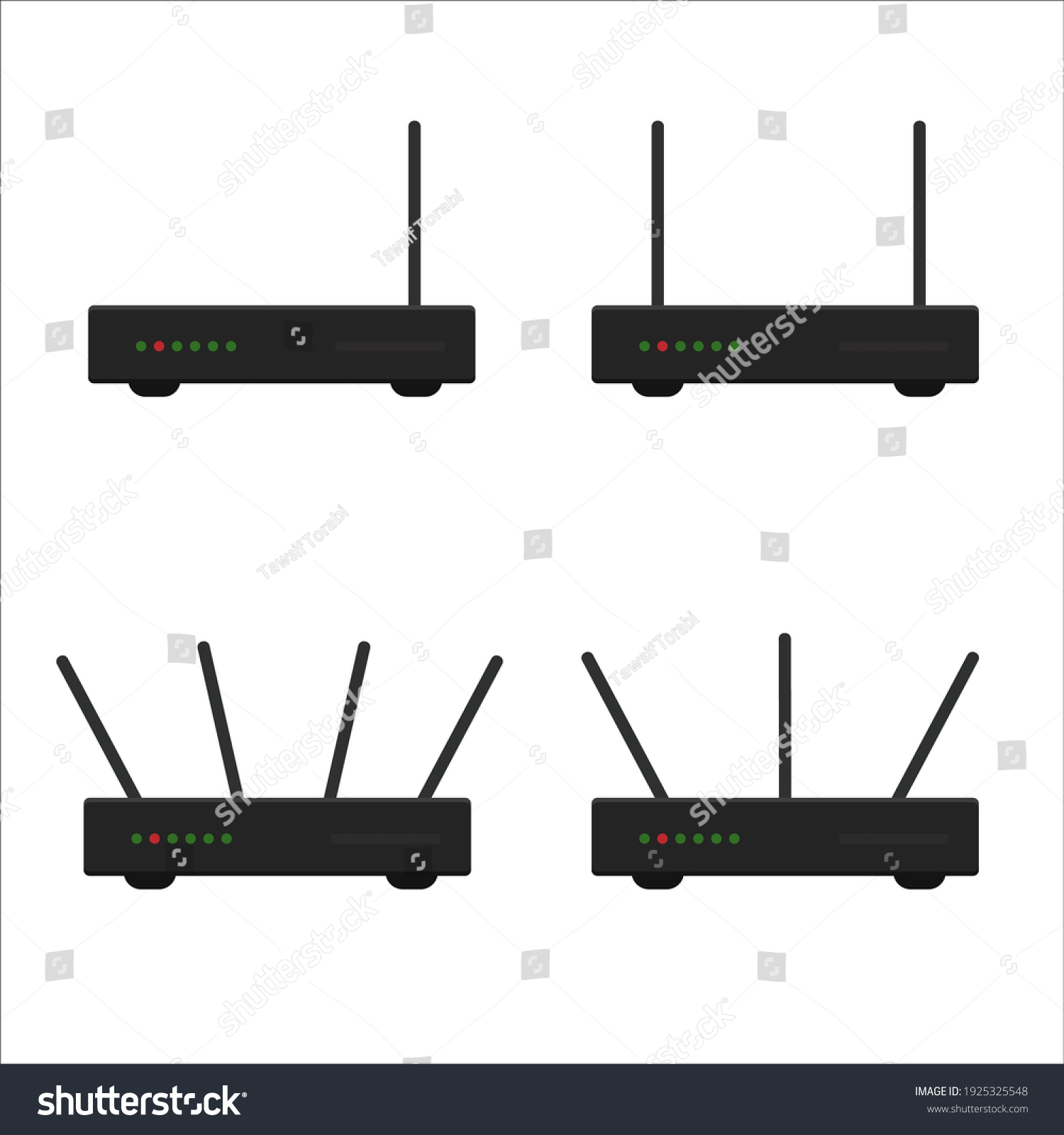 Internet Router Vector Illustration Set Stock Vector (Royalty Free ...