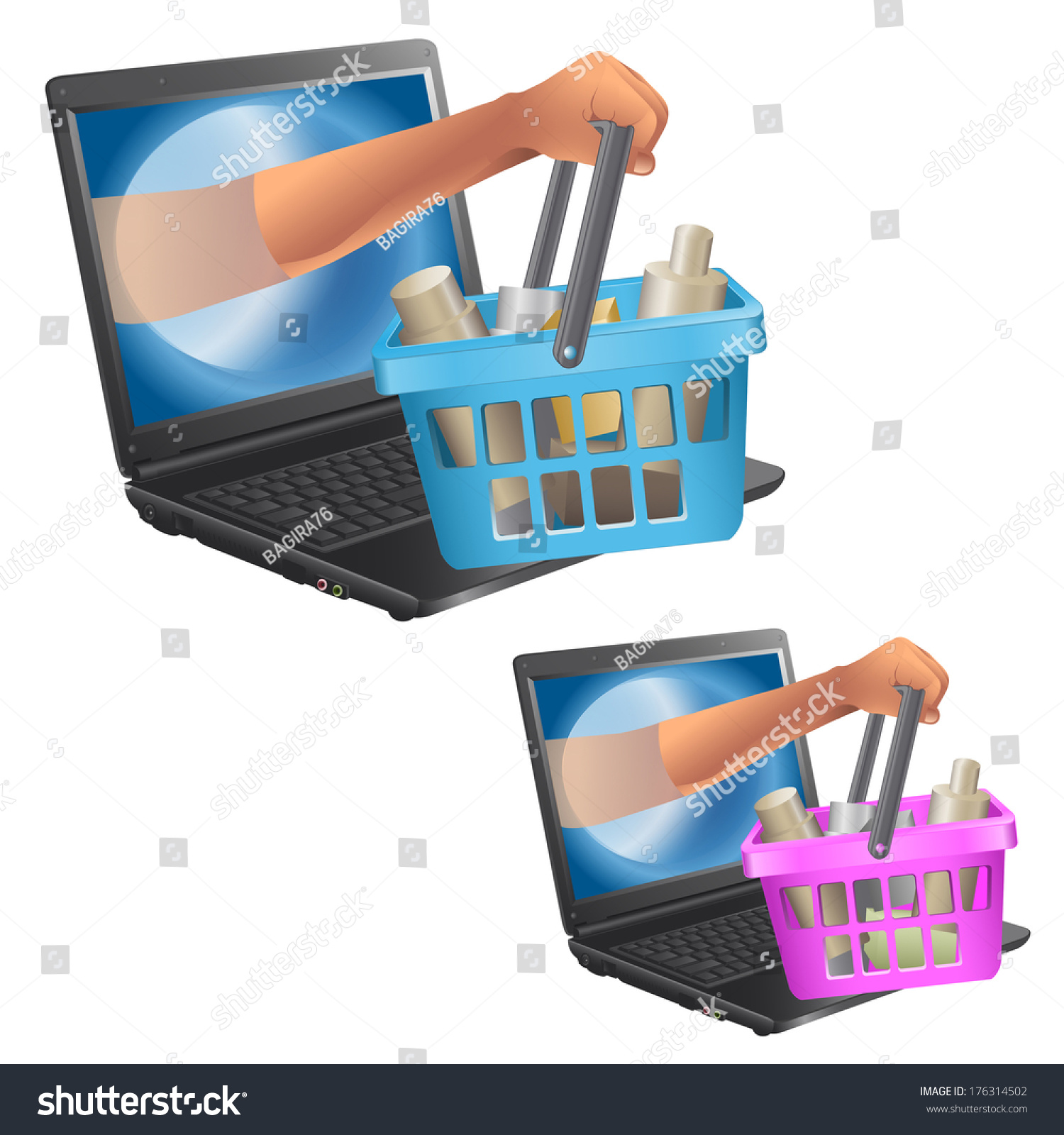 Internet Shop Animation Character Isolated Objects Stock Vector ...