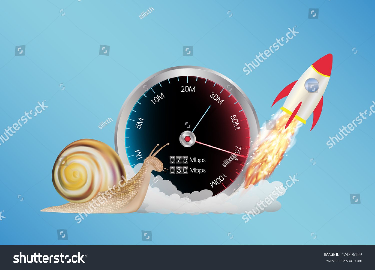 Internet Speed Meter Rocket Snail Stock Vector (Royalty Free) 474306199