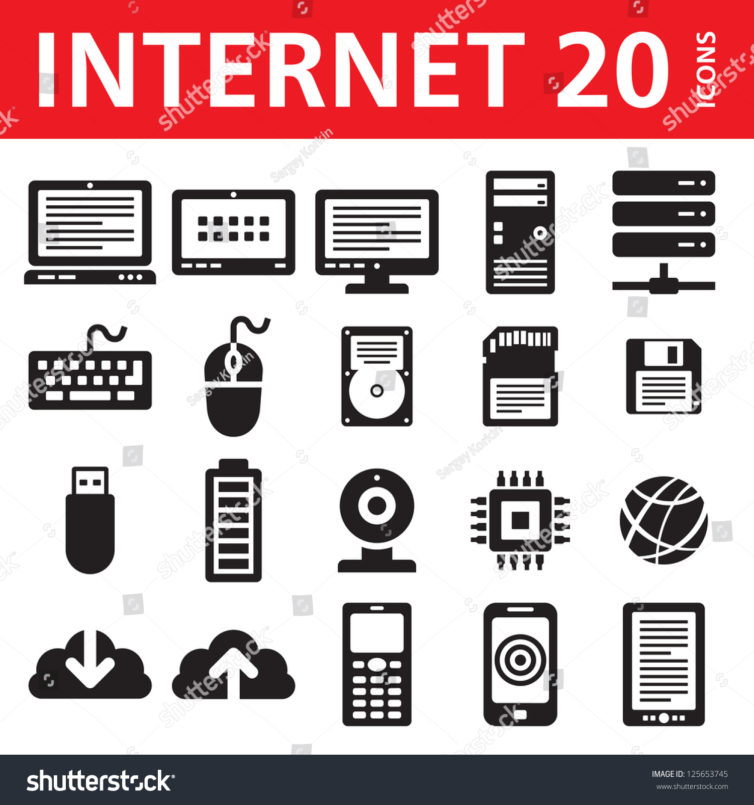 Internet 20 Vector Icons Web Network Stock Vector (Royalty Free) 125653745