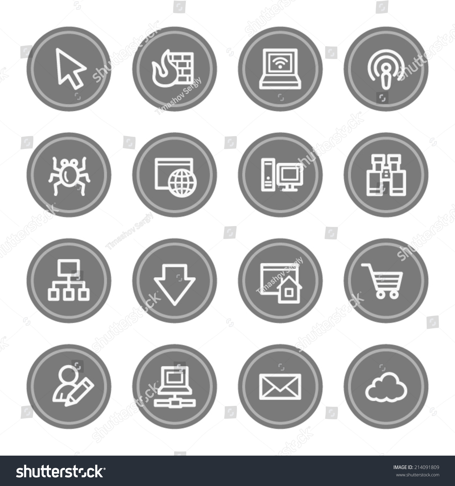 Internet Web Icons Grey Circle Buttons Stock Vector (Royalty Free ...