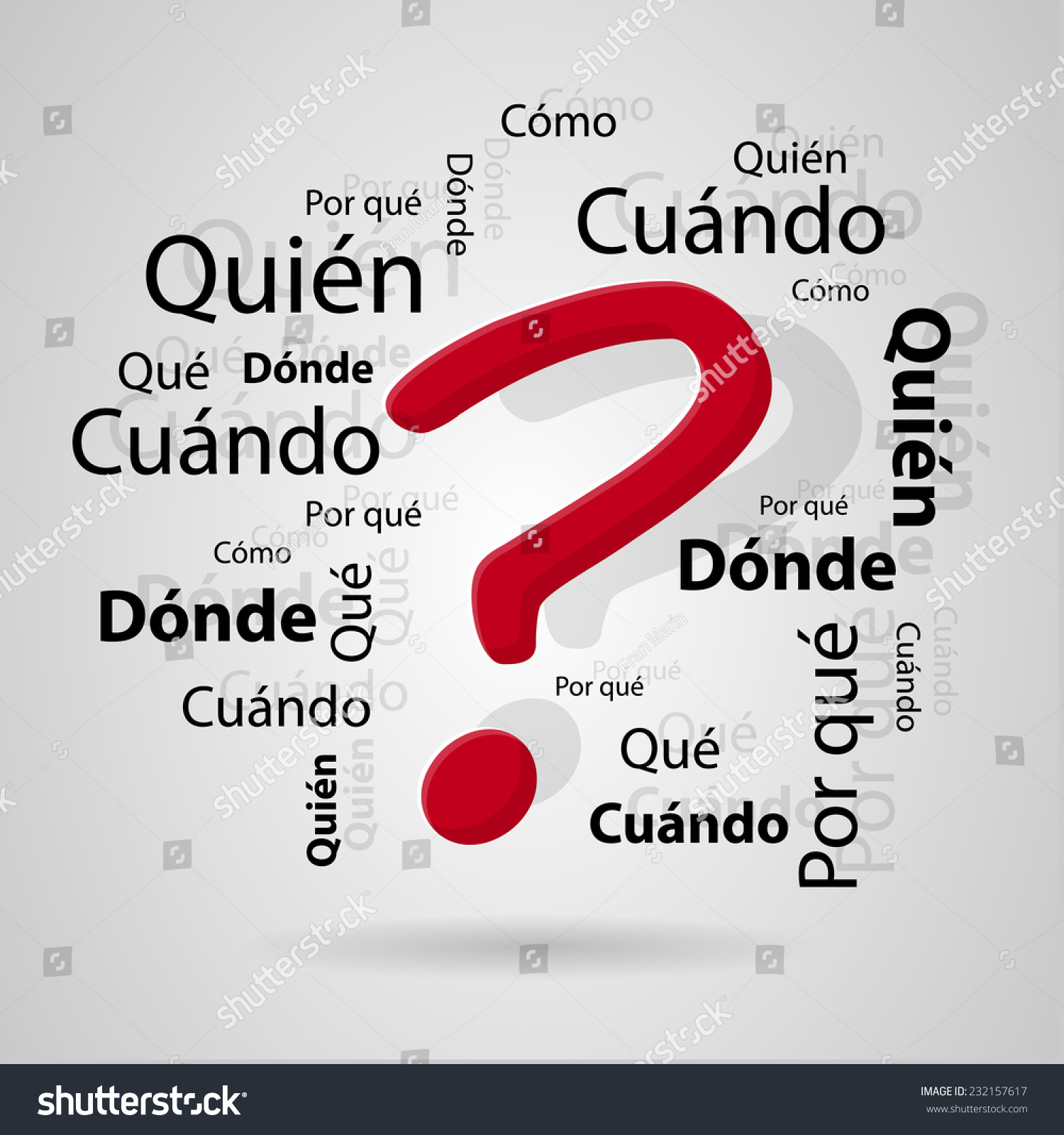 Interrogative Particles Spanish Vector Image: เวกเตอร์สต็อก (ปลอดค่า ...