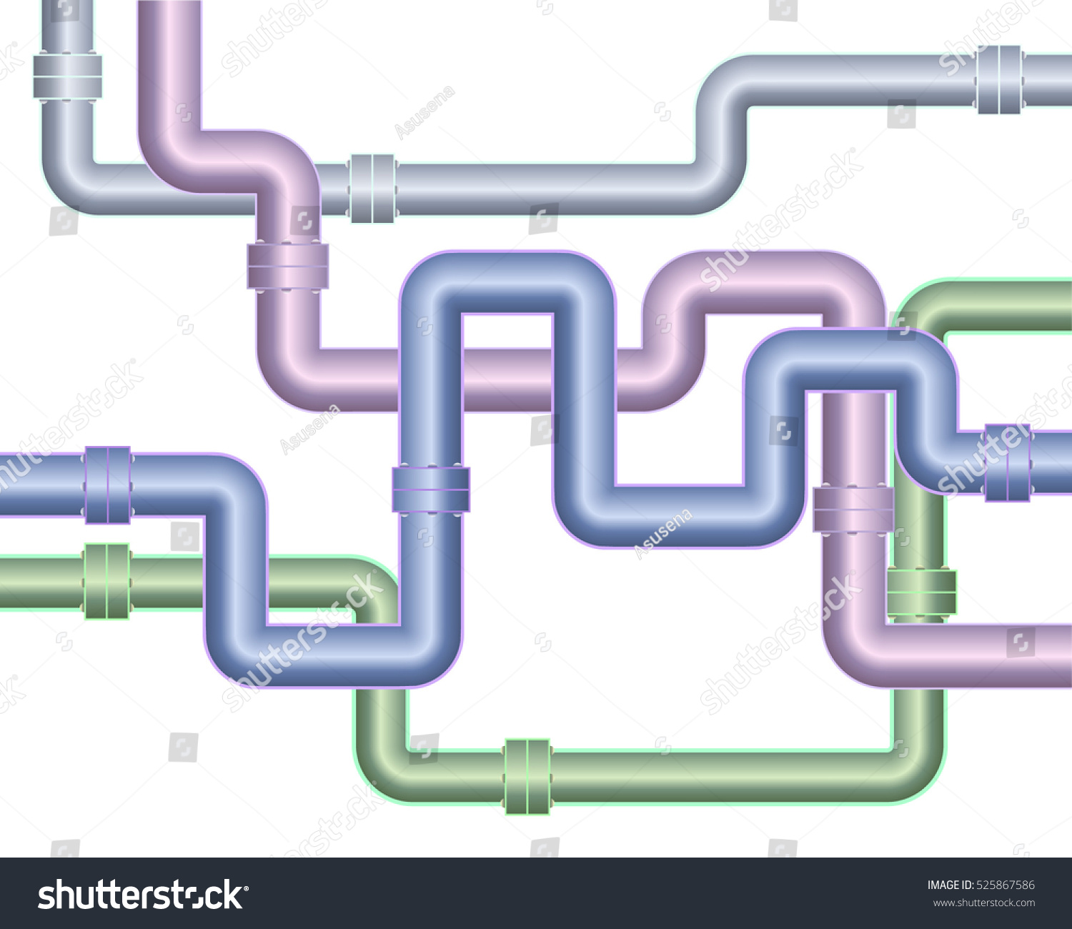 Intersecting Metal Pipes On White Background Stock Vector (Royalty Free ...