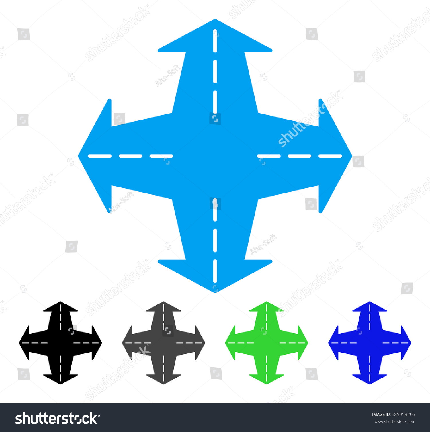 Intersection Directions Flat Vector Pictogram Colored Stock Vector ...
