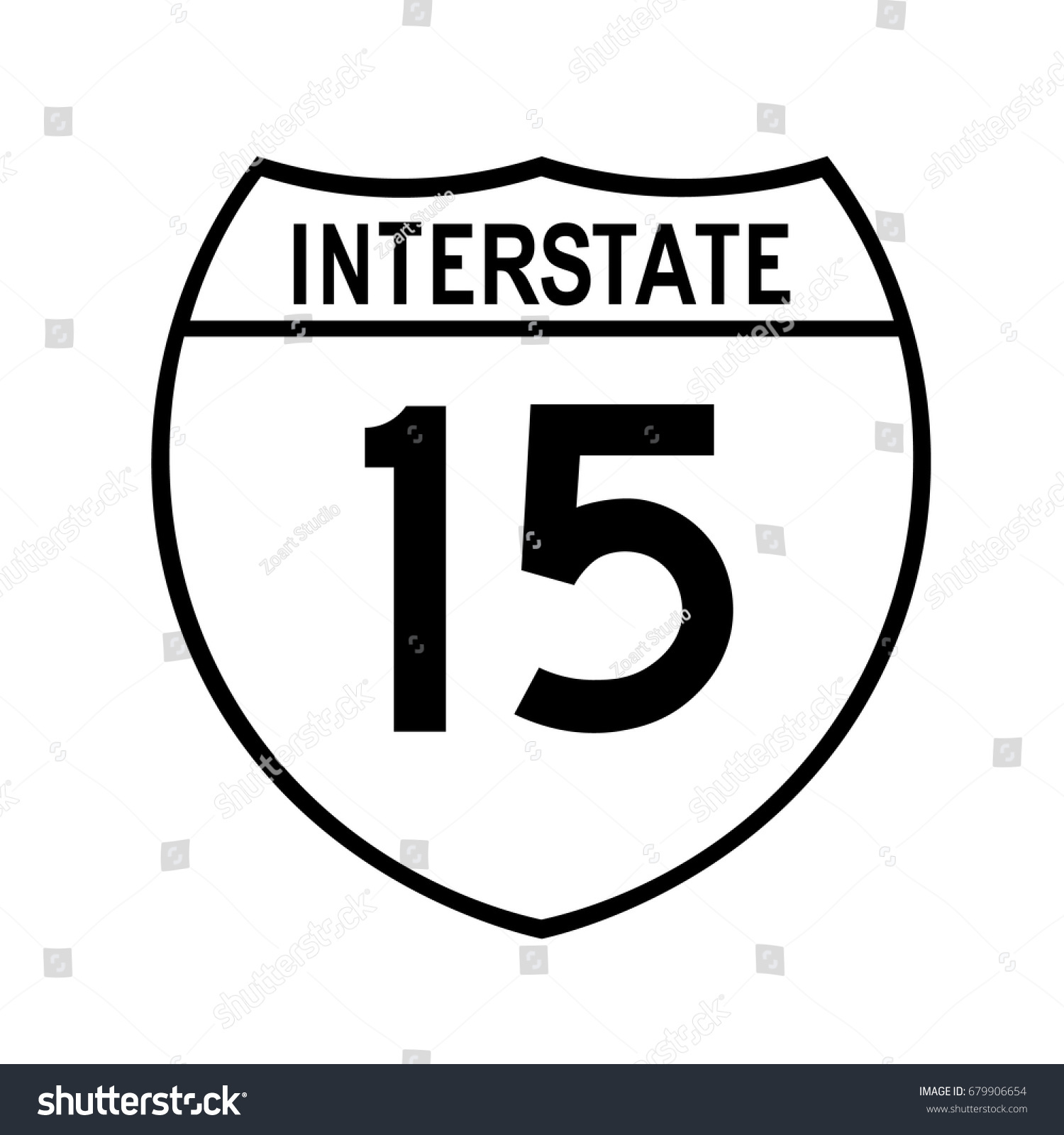 Interstate Highway 15 Road Sign White Stock Vector (Royalty Free) 679906654