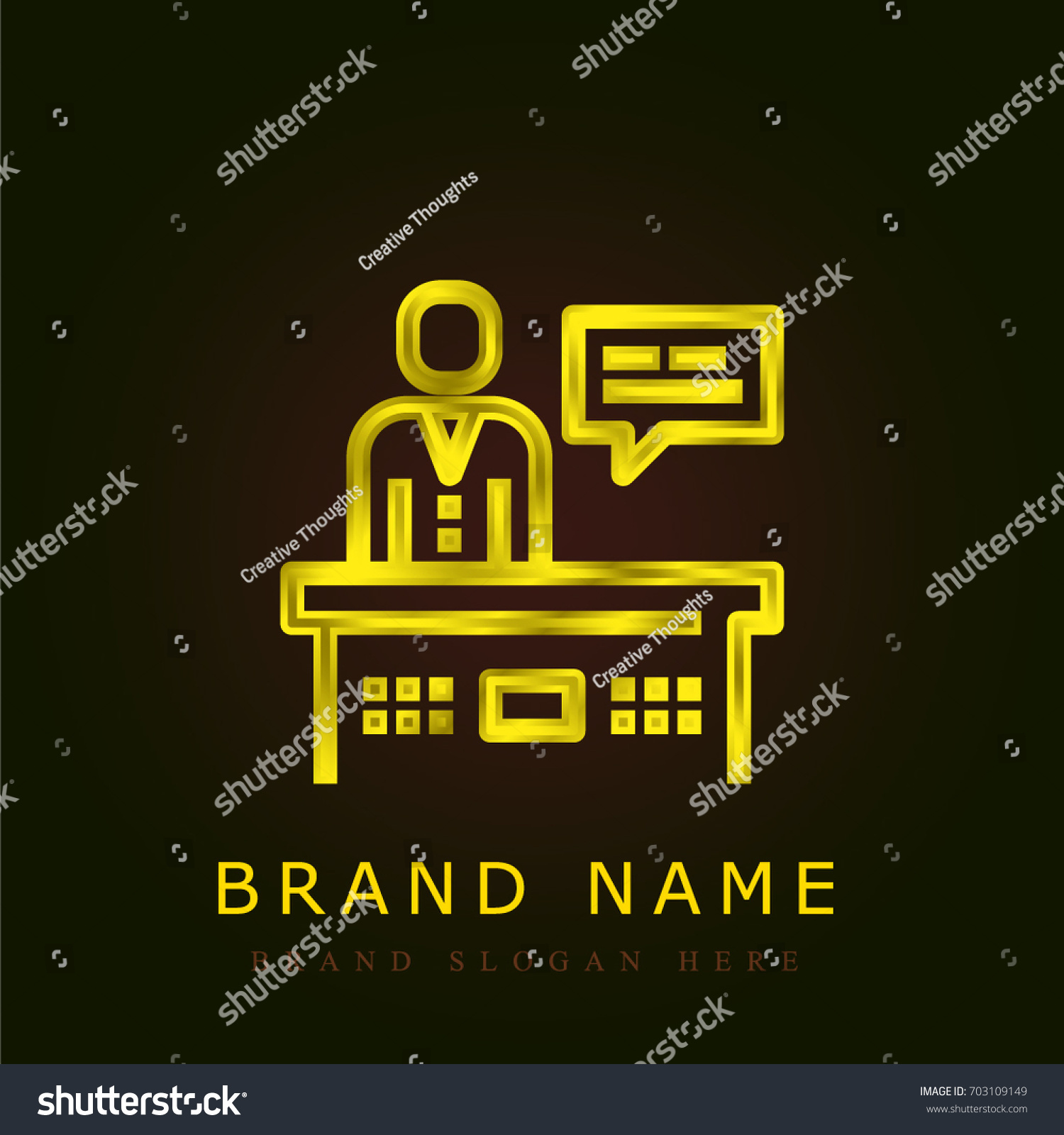 Interview Golden Metallic Logo Stock Vector (Royalty Free) 703109149 ...
