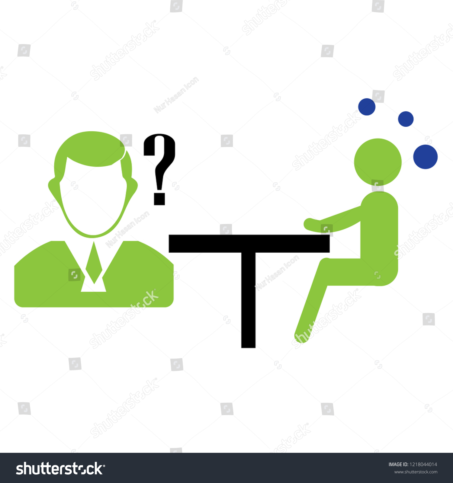 Interview Conversation Two People Talking Table Stock Vector (Royalty ...
