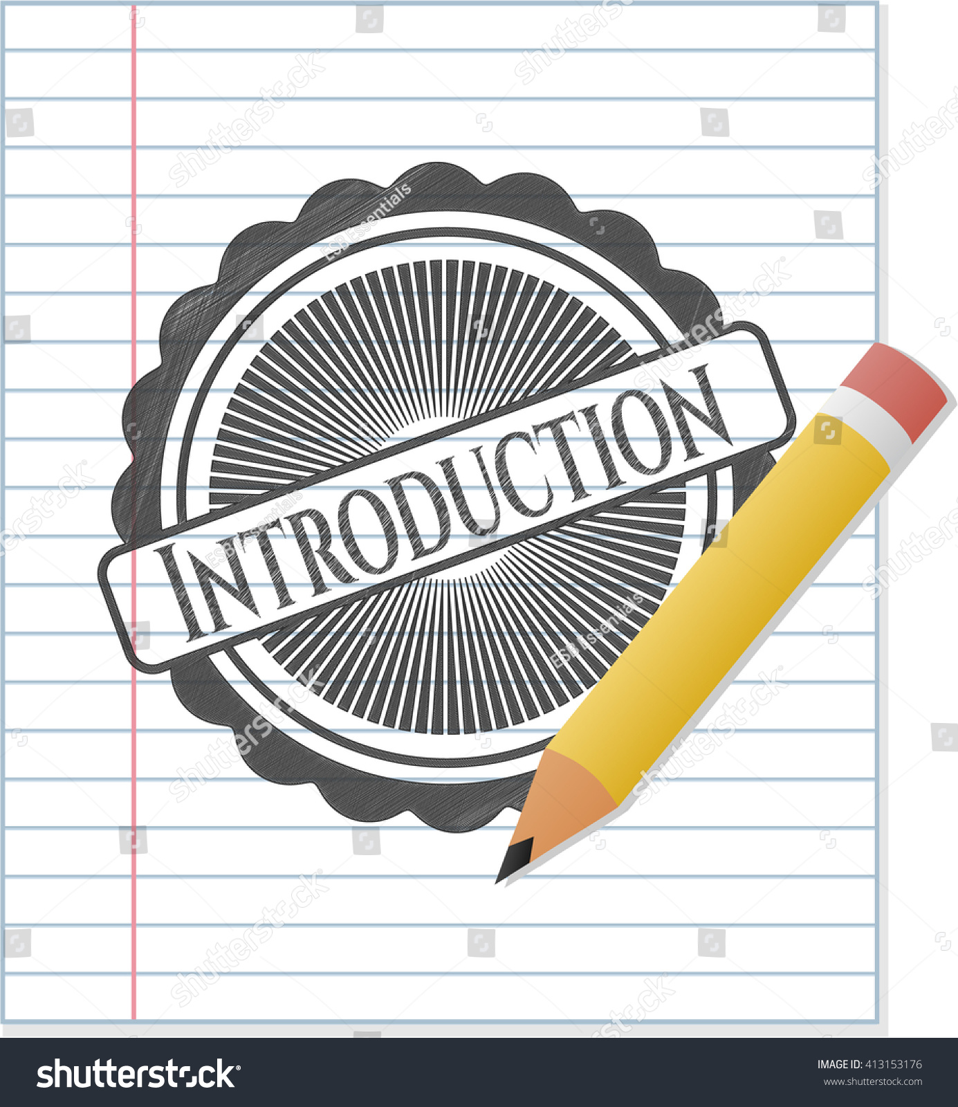 Introduction Emblem Draw Pencil Effect: เวกเตอร์สต็อก (ปลอดค่าลิขสิทธิ์ ...