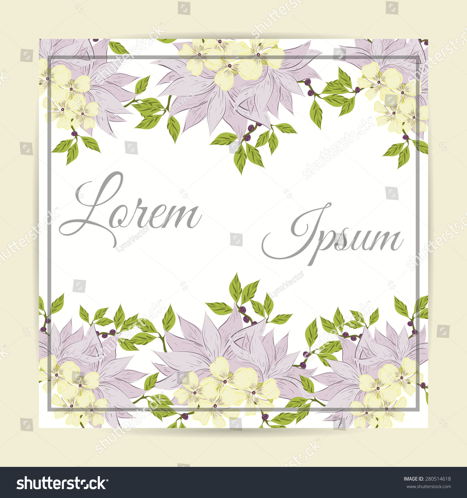 Invitation Card Floral Elements Stock Vector (Royalty Free) 280514618 ...