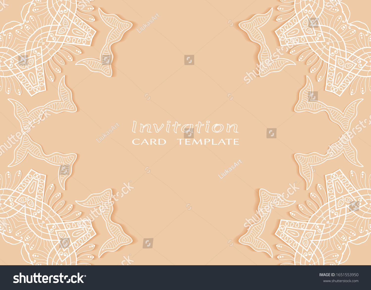 Vektor Stok Invitation Card Template Frame Border Doodle (Tanpa Royalti ...