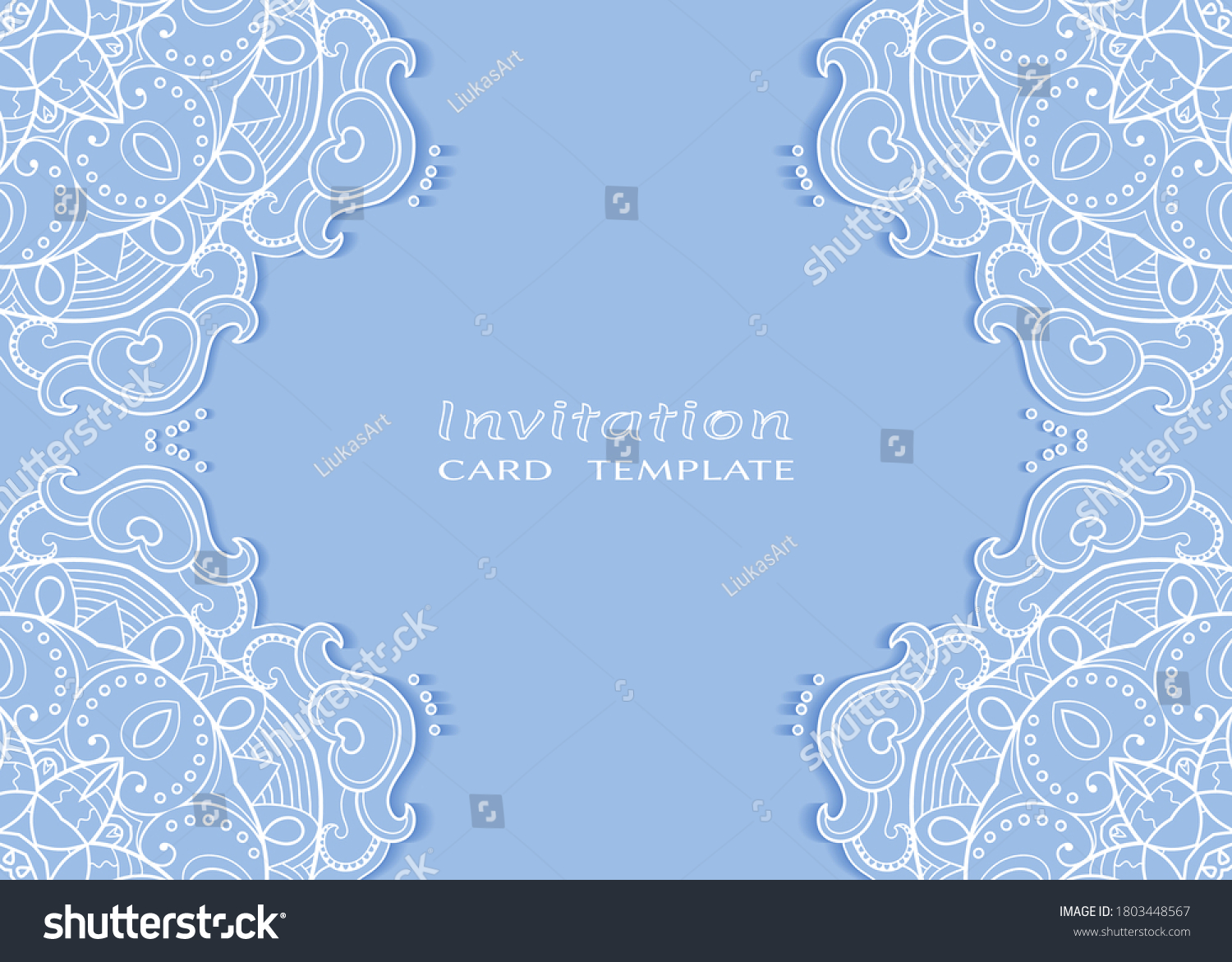 Invitation Card Template Frame Border Doodle Stock Vector (Royalty Free ...