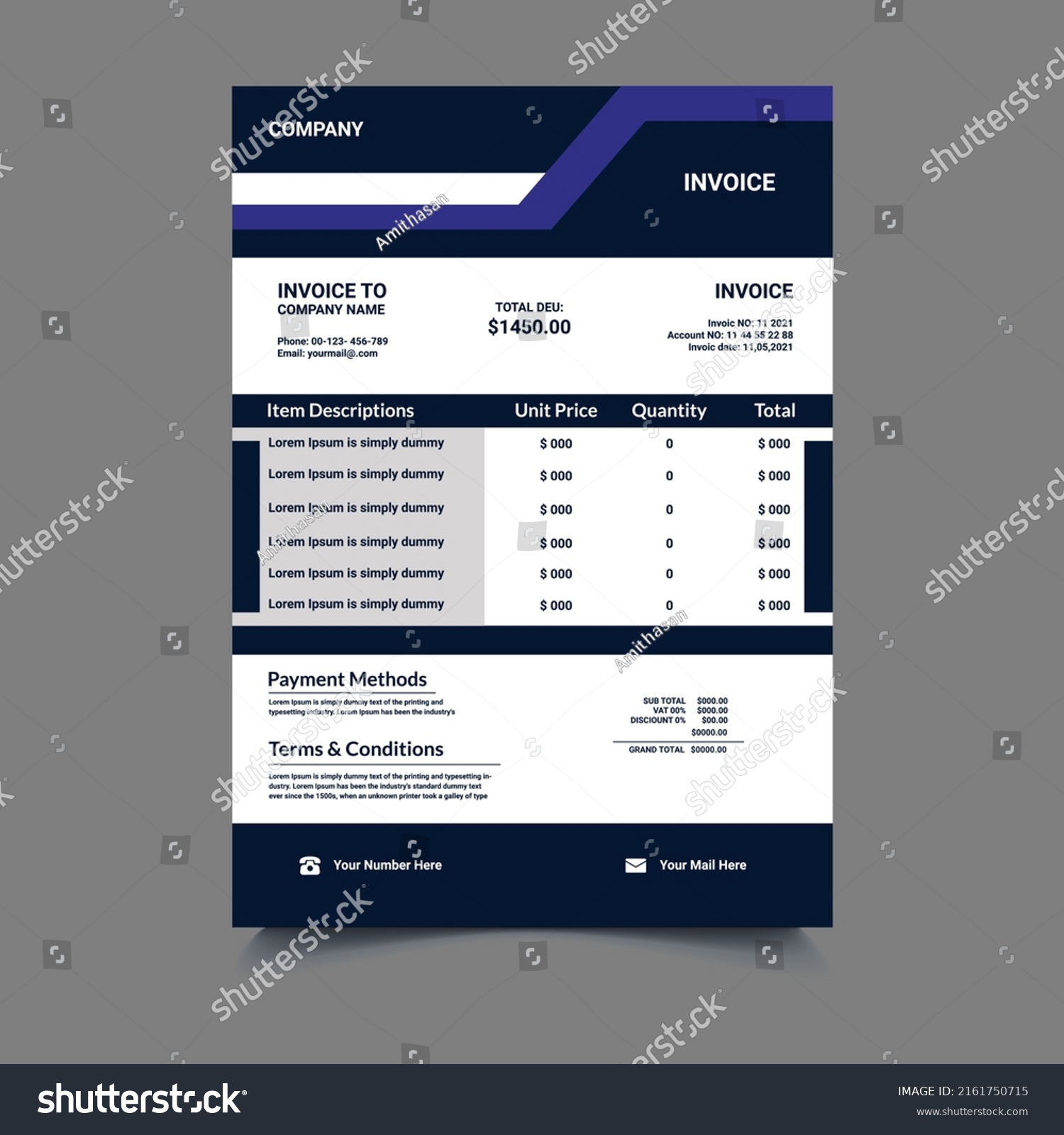 Invoice Ads Design Template Design Stock Vector (Royalty Free ...