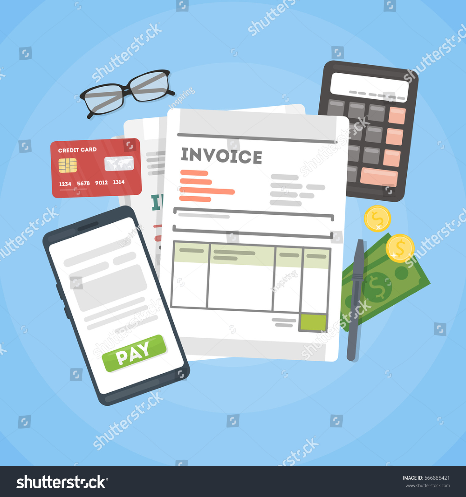 Invoice Concept Illustration Stock Vector (Royalty Free) 666885421