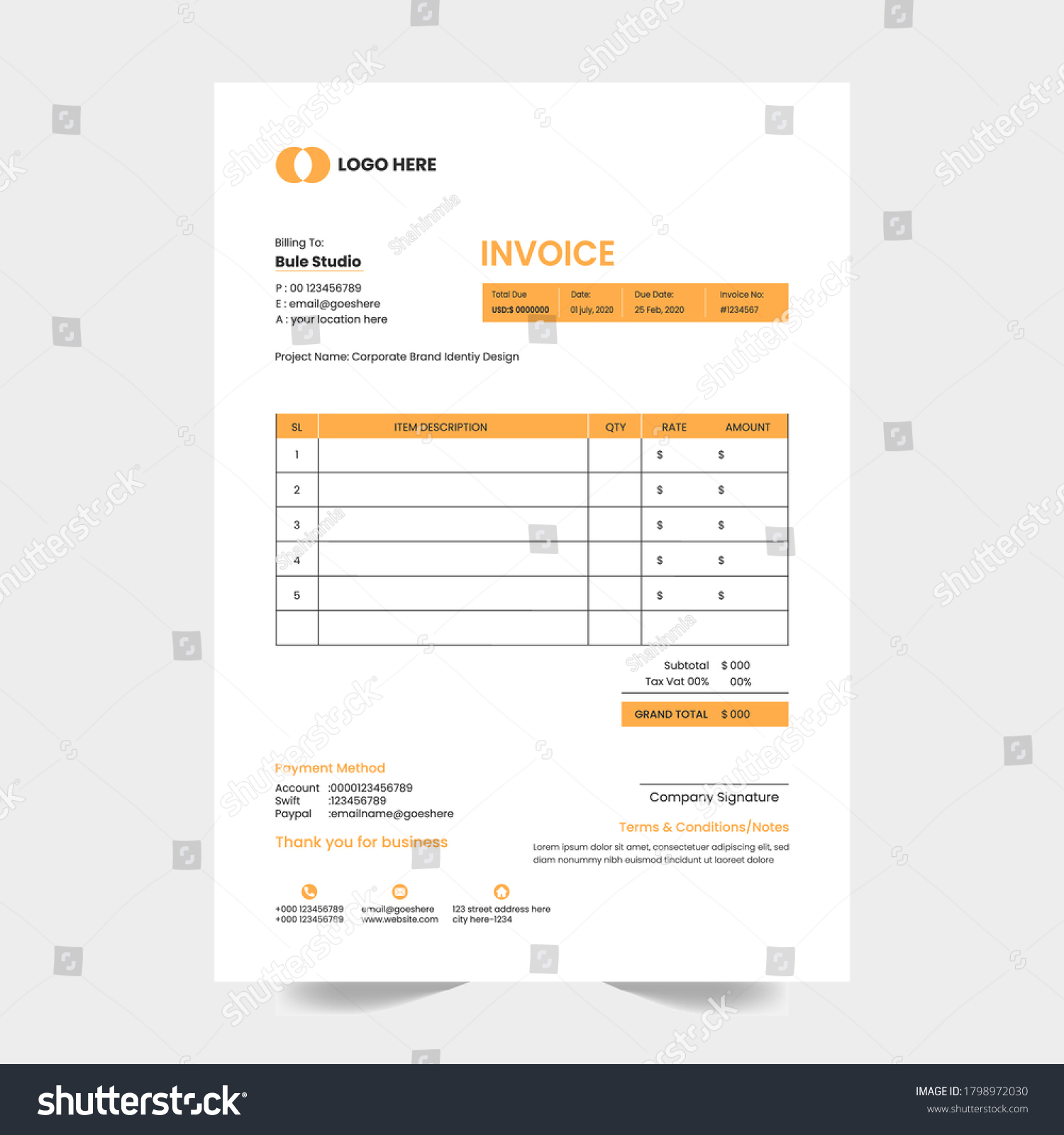 Plantilla de diseño de facturas.Diseño de: vector de stock (libre de ...