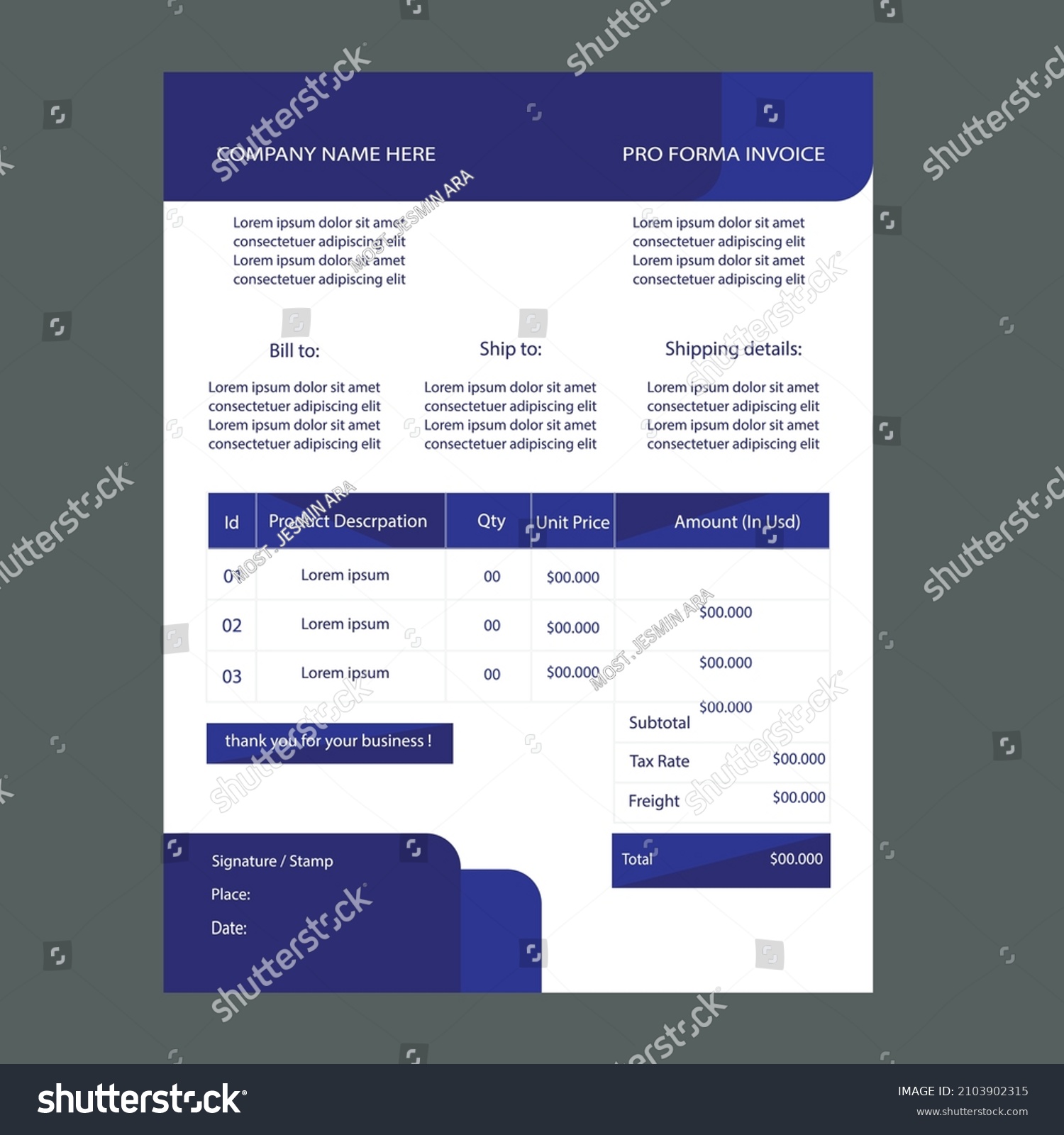 Invoice Design Template Illustrator Stock Vector (Royalty Free ...
