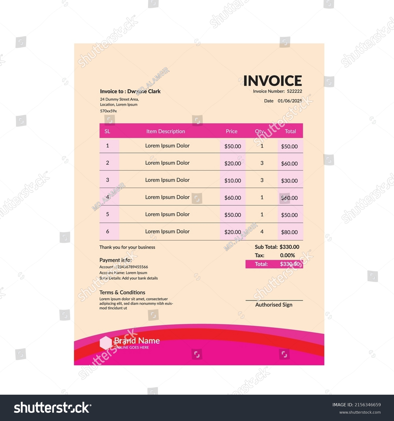 Invoice Design Flat Style Stock Vector (Royalty Free) 2156346659 ...