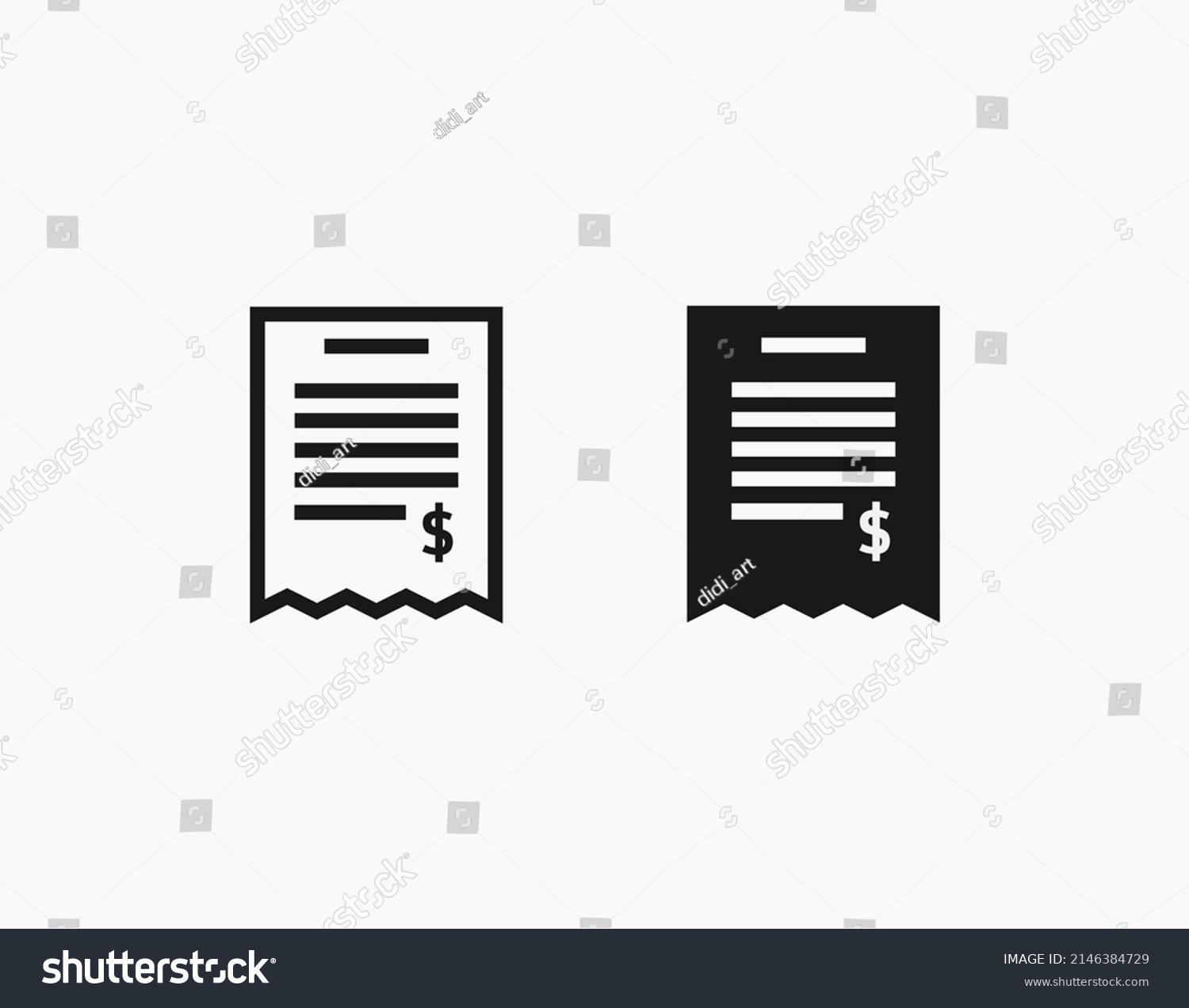 Invoice Icon Set Isolated On White Stock Vector (Royalty Free ...