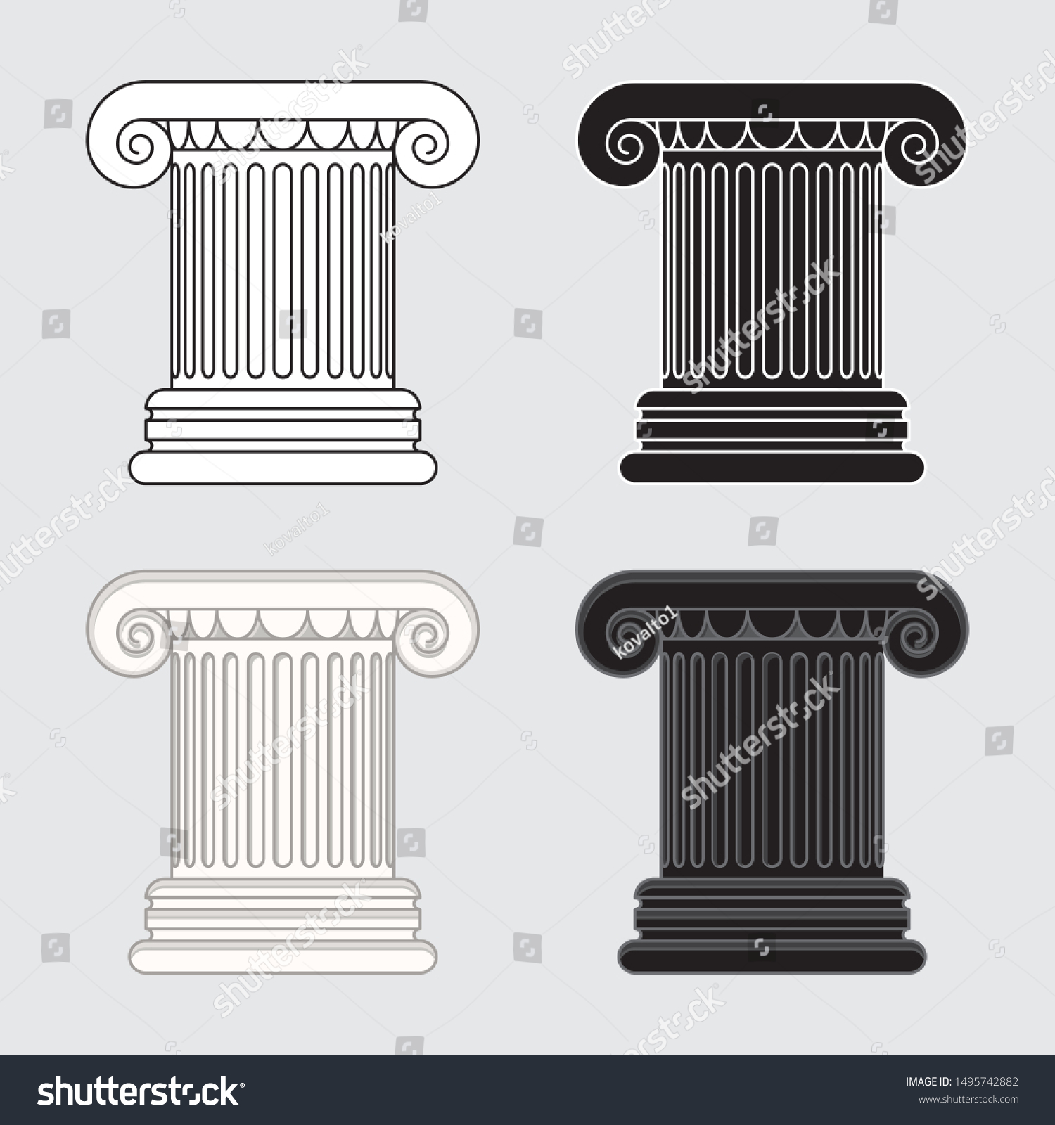 Ionic Column Various Icons Vector Illustration Stock Vector (Royalty ...