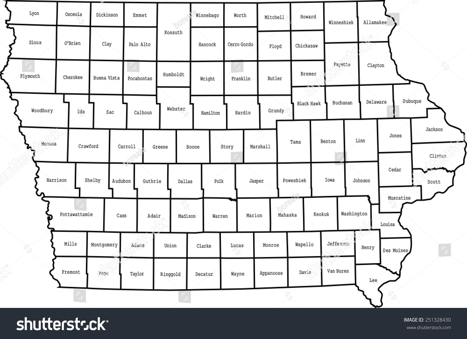 1,441 Iowa counties vector Images, Stock Photos & Vectors | Shutterstock