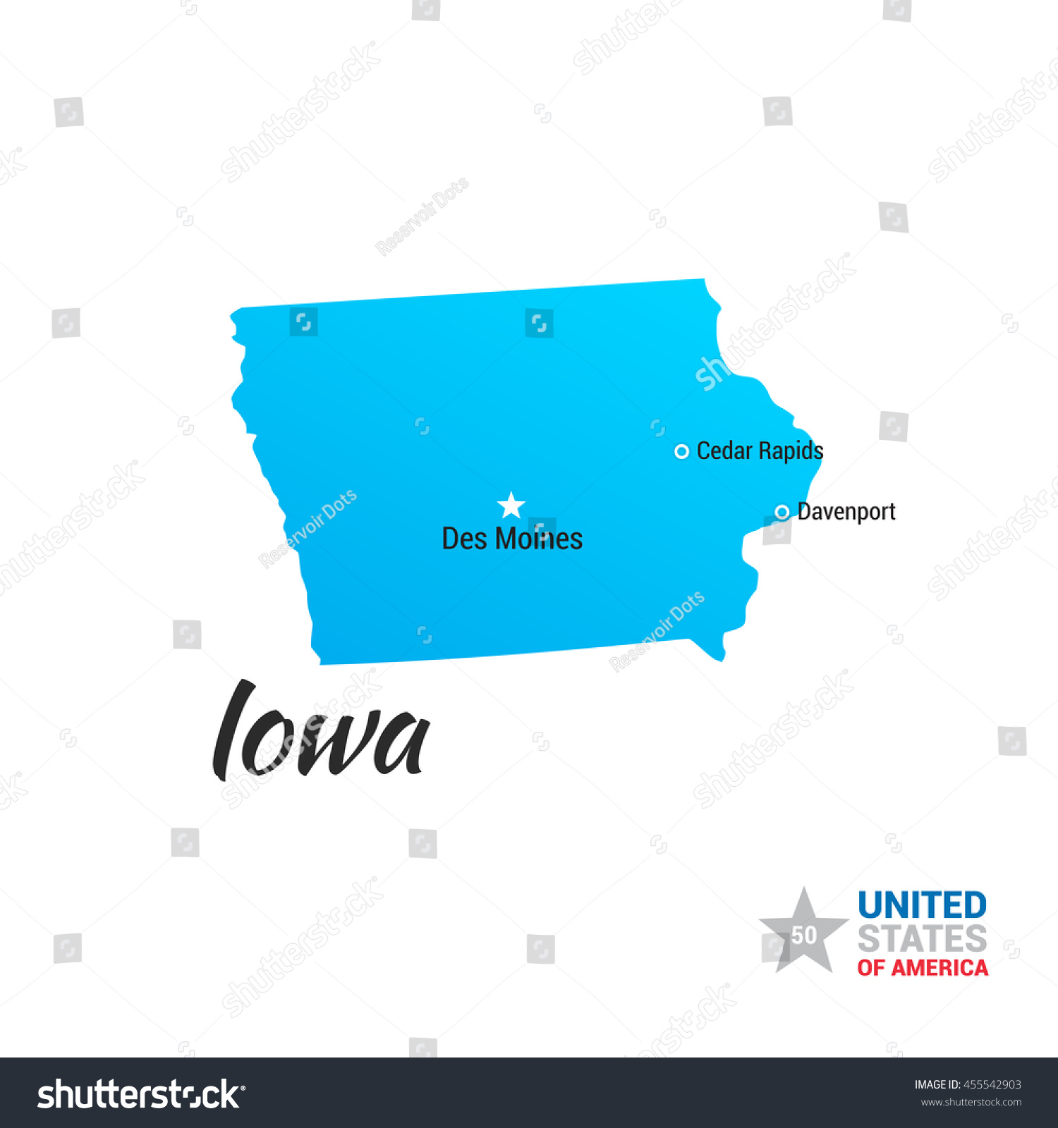 Iowa Usa State Map Stock Vector (Royalty Free) 455542903 | Shutterstock