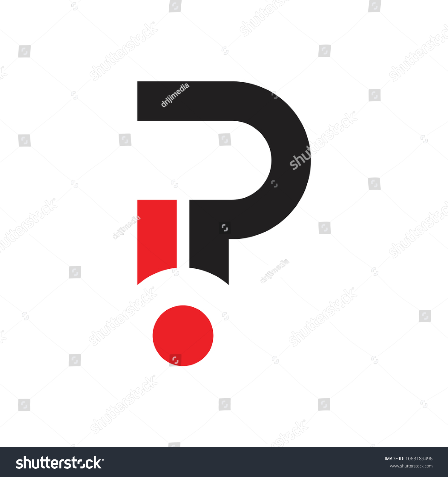 Ip Letter Question Mark Logo Design Stock Vector (Royalty Free) 1063189496