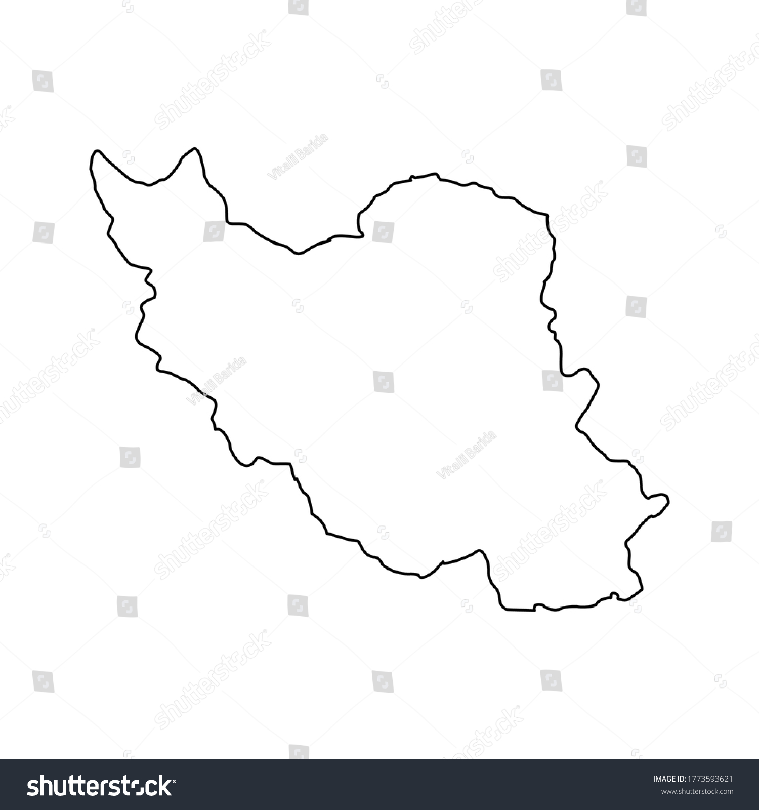 Iran Map Line Vector Isolated On Stock Vector (Royalty Free) 1773593621 ...