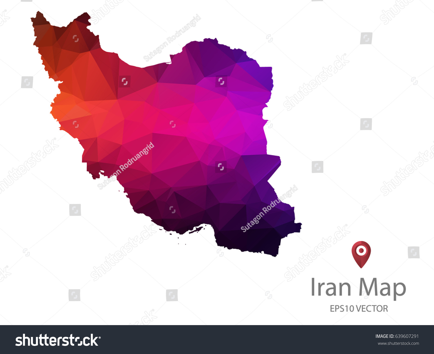 Iran Map Polygon Colorful Vector Illustrator Stock Vector (Royalty Free ...