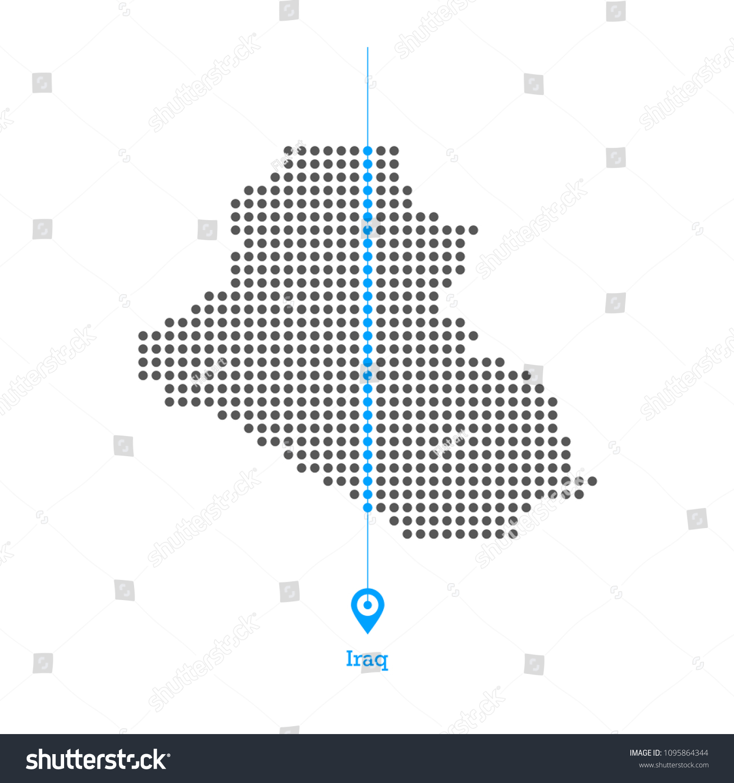 Iraq Doted Map Desgin Vector Stock Vector (Royalty Free) 1095864344
