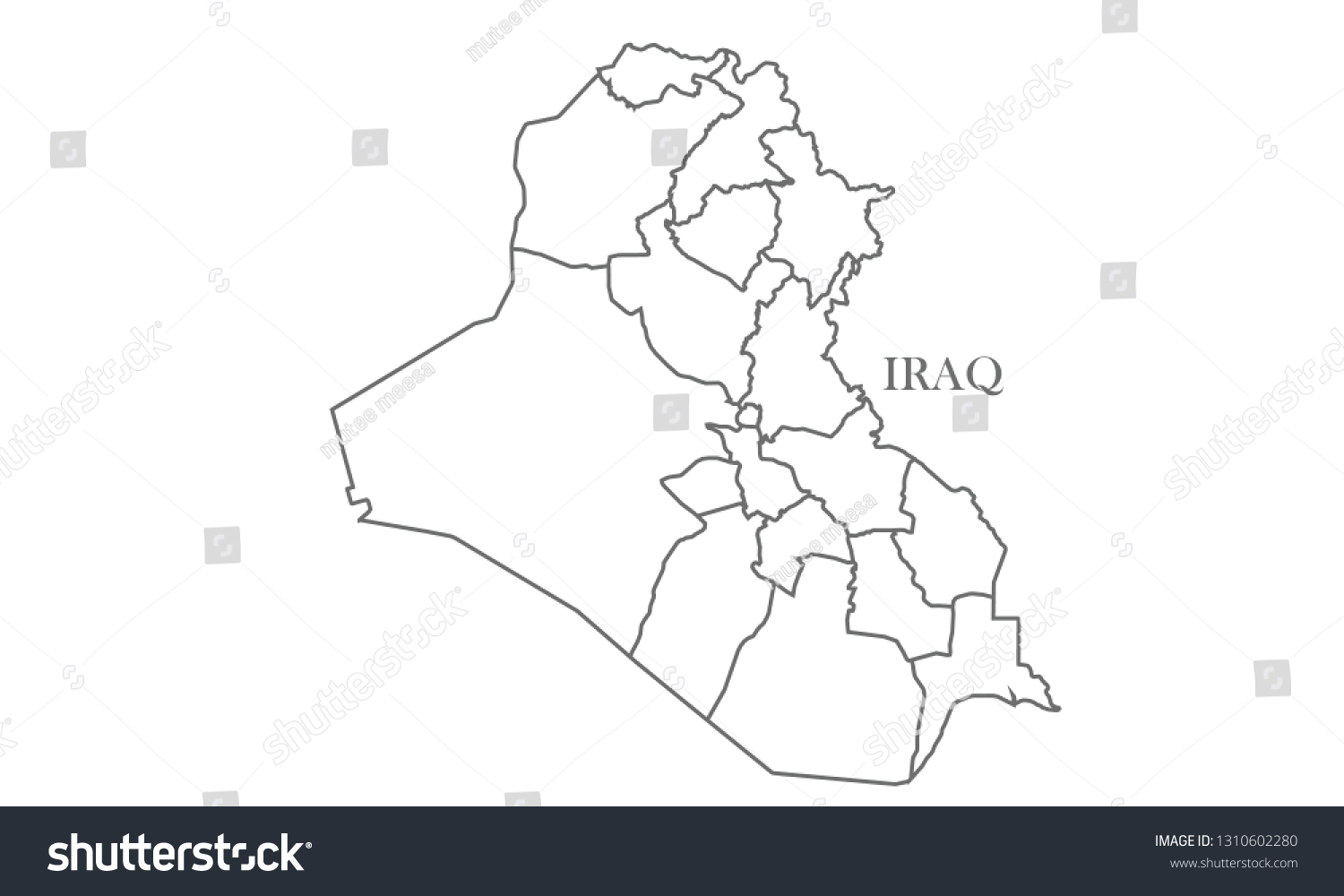 Iraq Gray Line Map Stock Vector (Royalty Free) 1310602280 | Shutterstock