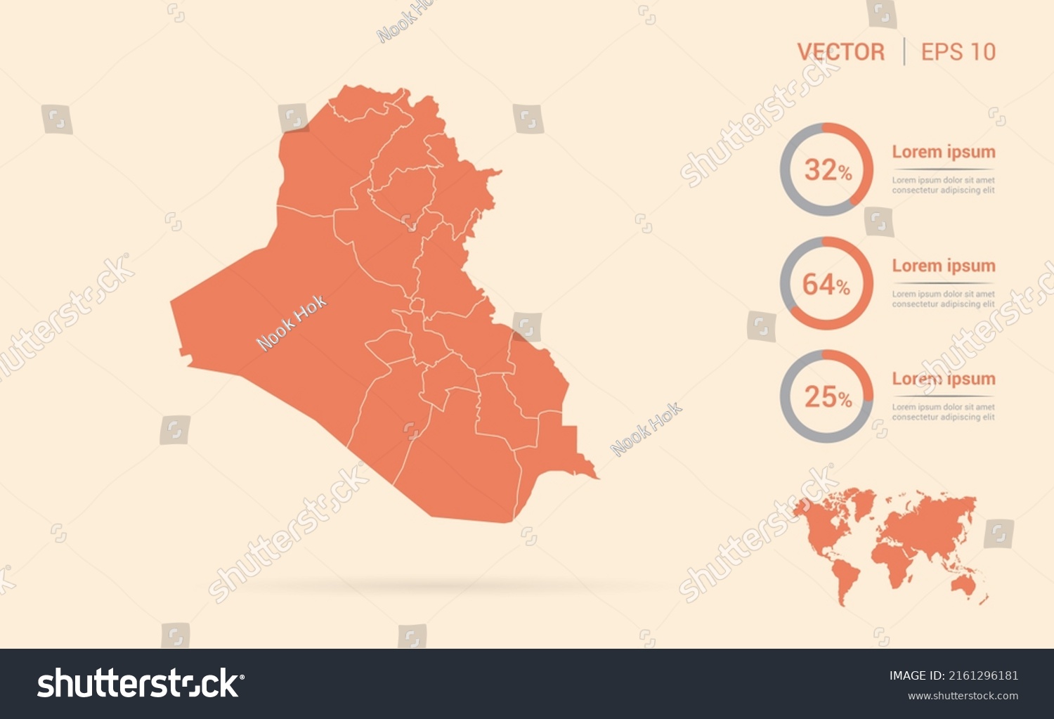 Iraq Map Orange Abstract Infographic Vector Stock Vector (Royalty Free ...