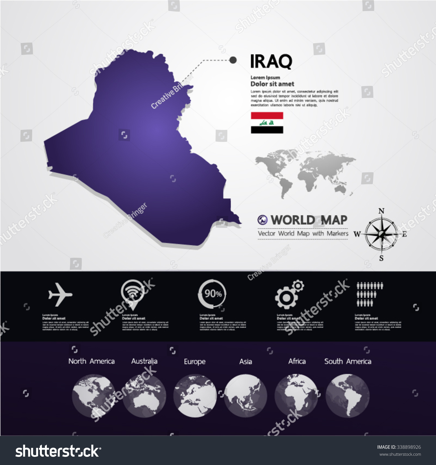 Iraq Map Vector Illustration Stock Vector (Royalty Free) 338898926 ...