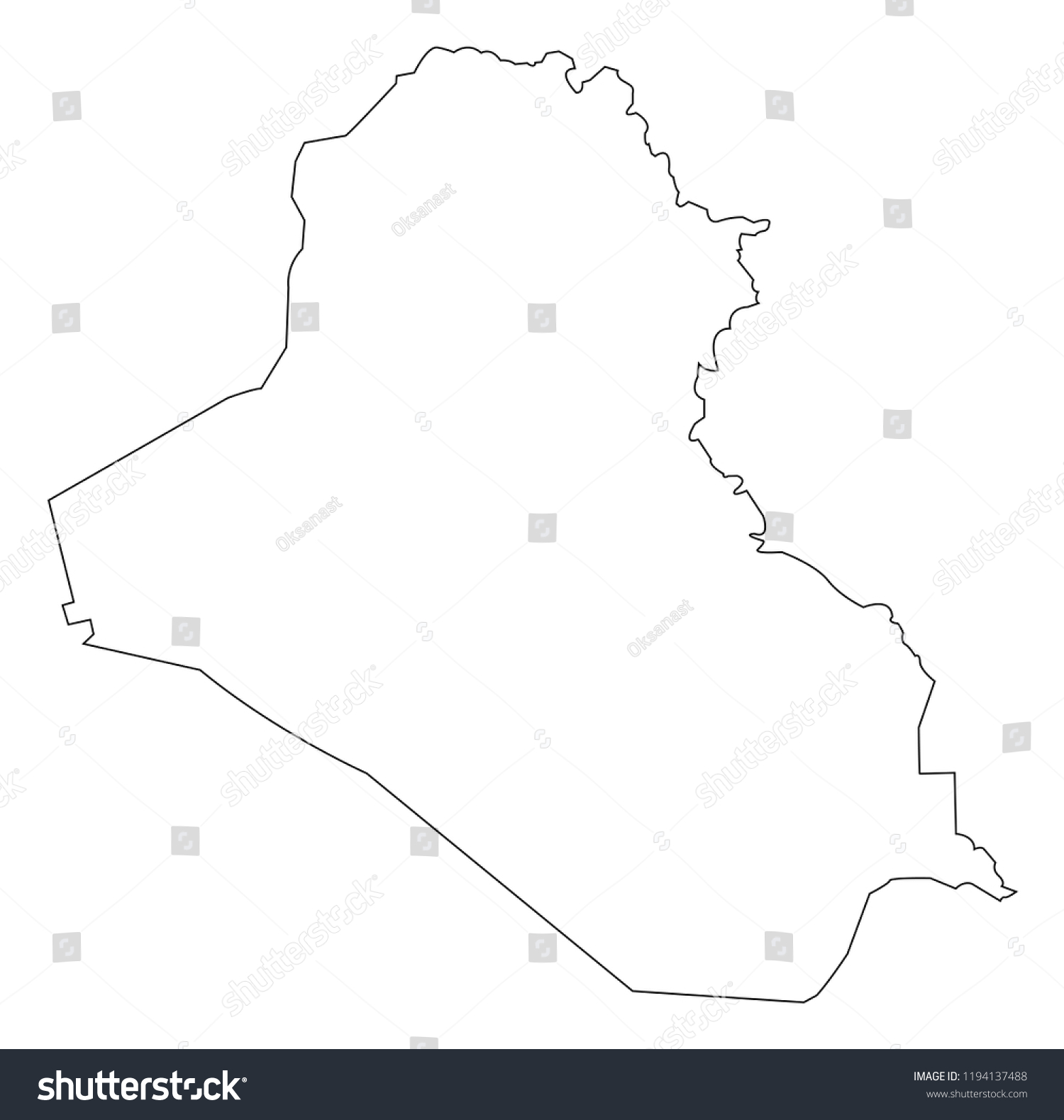 Iraq Outline Map: vector de stock (libre de regalías) 1194137488 | Shutterstock