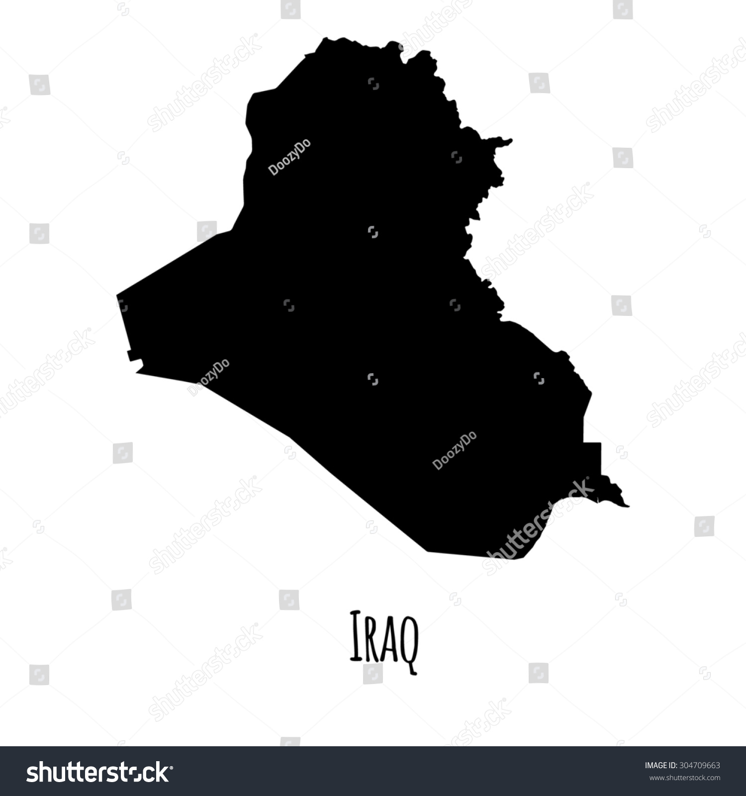 Iraq Vector Black Outline Map Caption: Stock-Vektorgrafik (Lizenzfrei ...