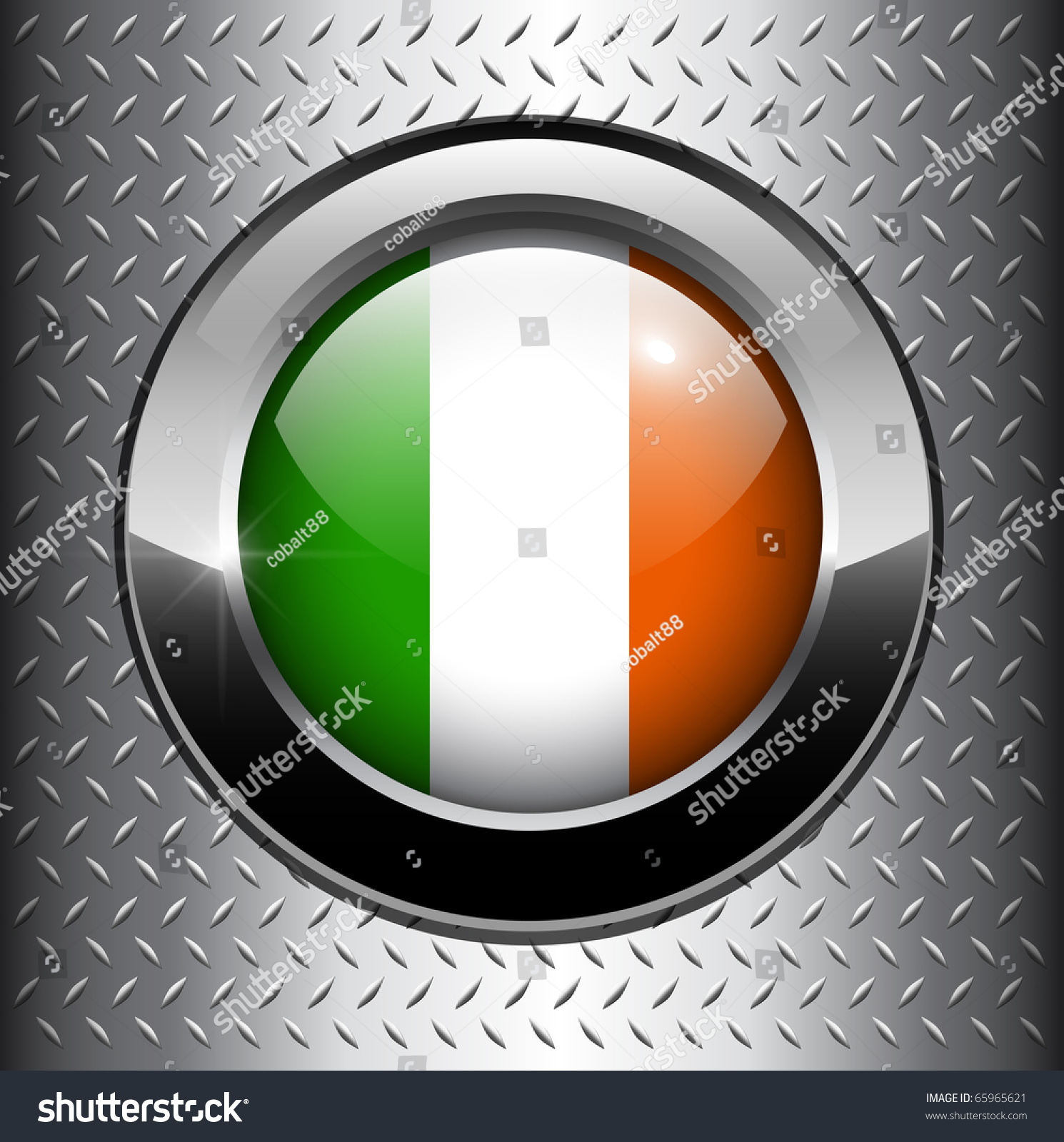 Ireland Flag Button On Metal Background Stock Vector (Royalty Free ...