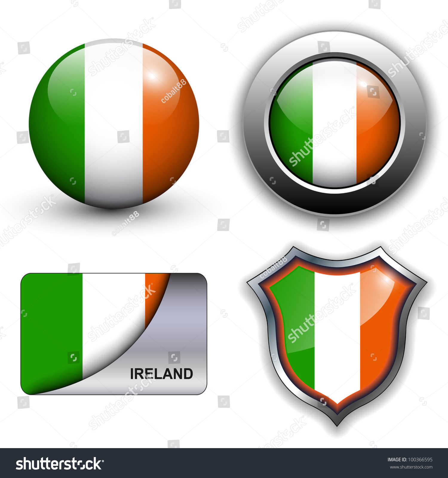 Ireland Flag Icons Theme Stock Vector (Royalty Free) 100366595