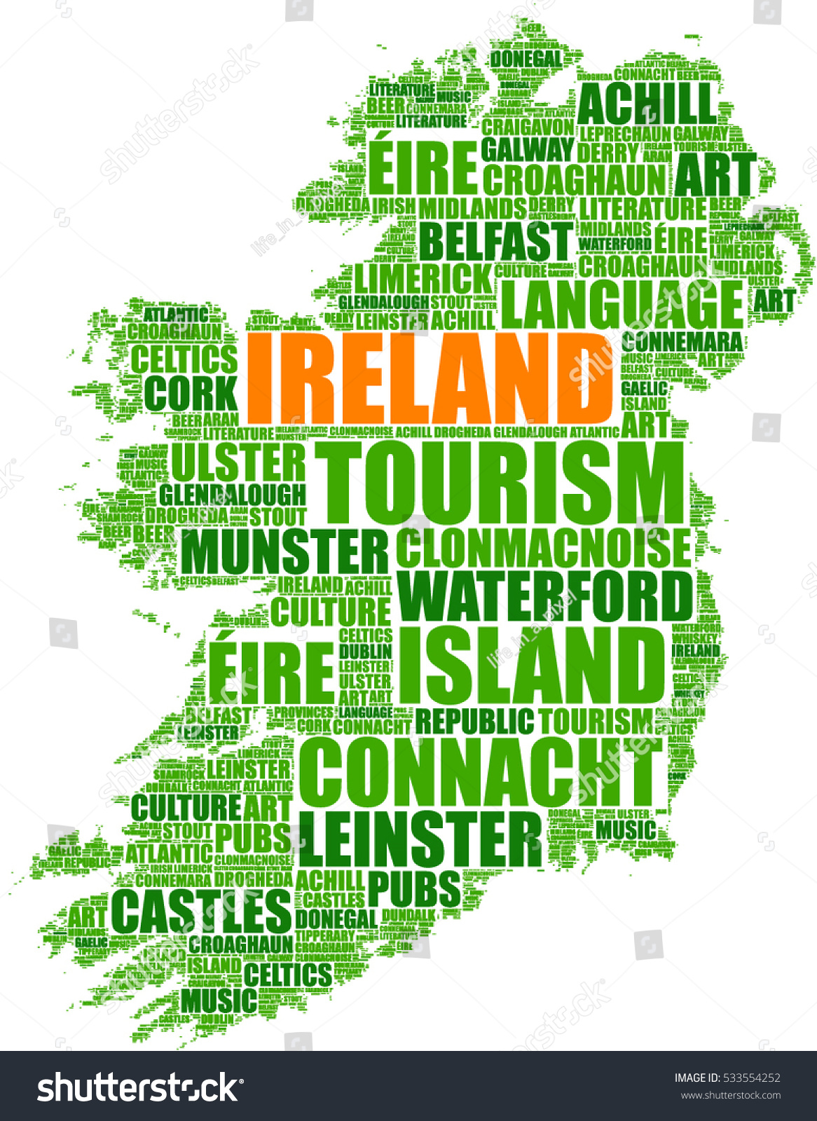 Ireland Map Silhouette Tag Cloud Vector Stock Vector (Royalty Free ...