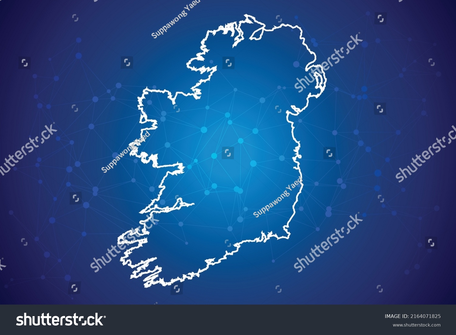 Ireland Map Technology Network Connection Background Stock Vector ...